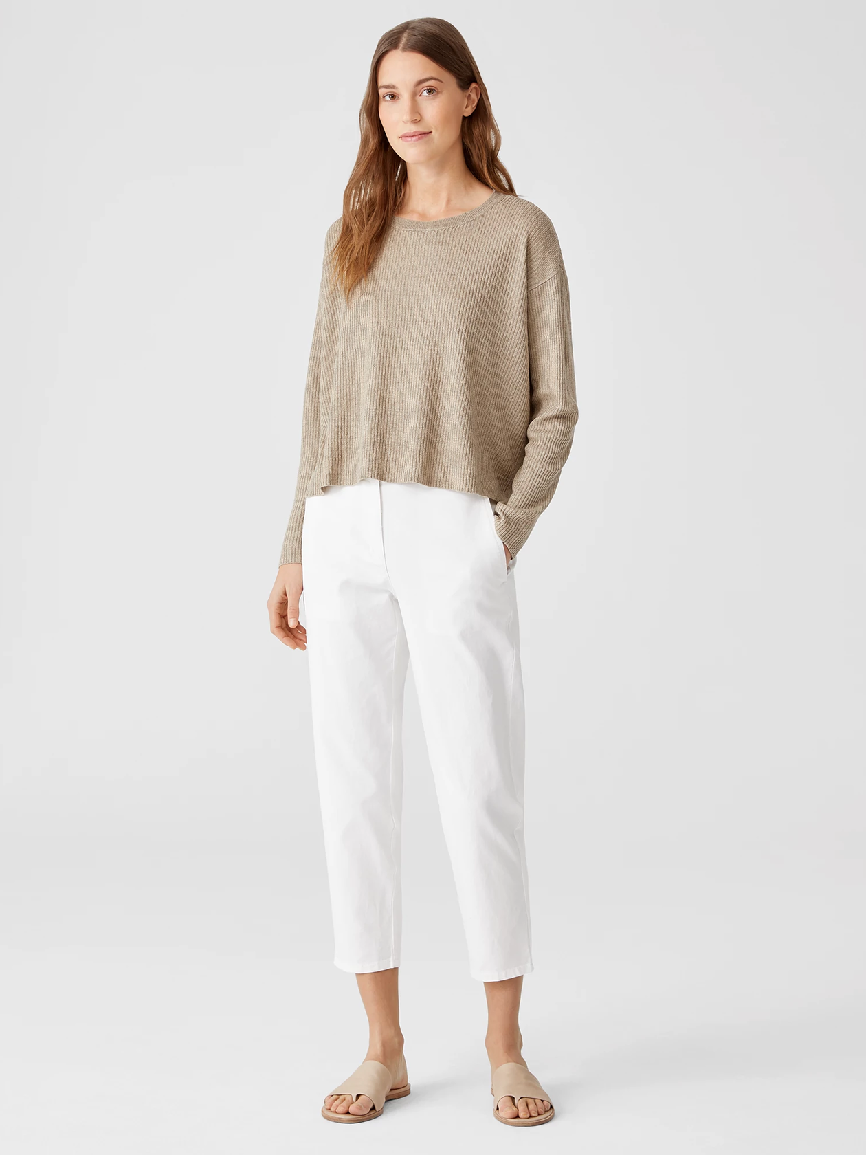 Organic Linen Delave Round Neck Top | EILEEN FISHER