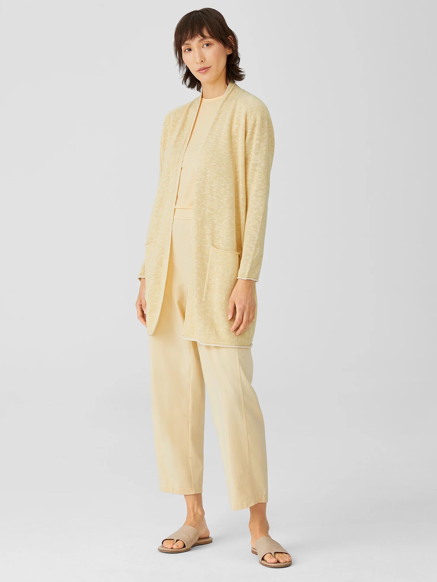 Organic Cotton Linen Slub Long Cardigan | EILEEN FISHER
