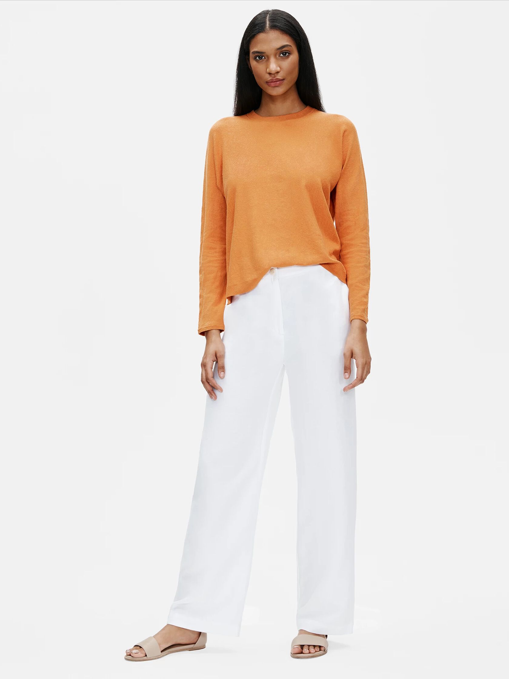 Tencel and Linen Slub Blend Straight Pant | EILEEN FISHER