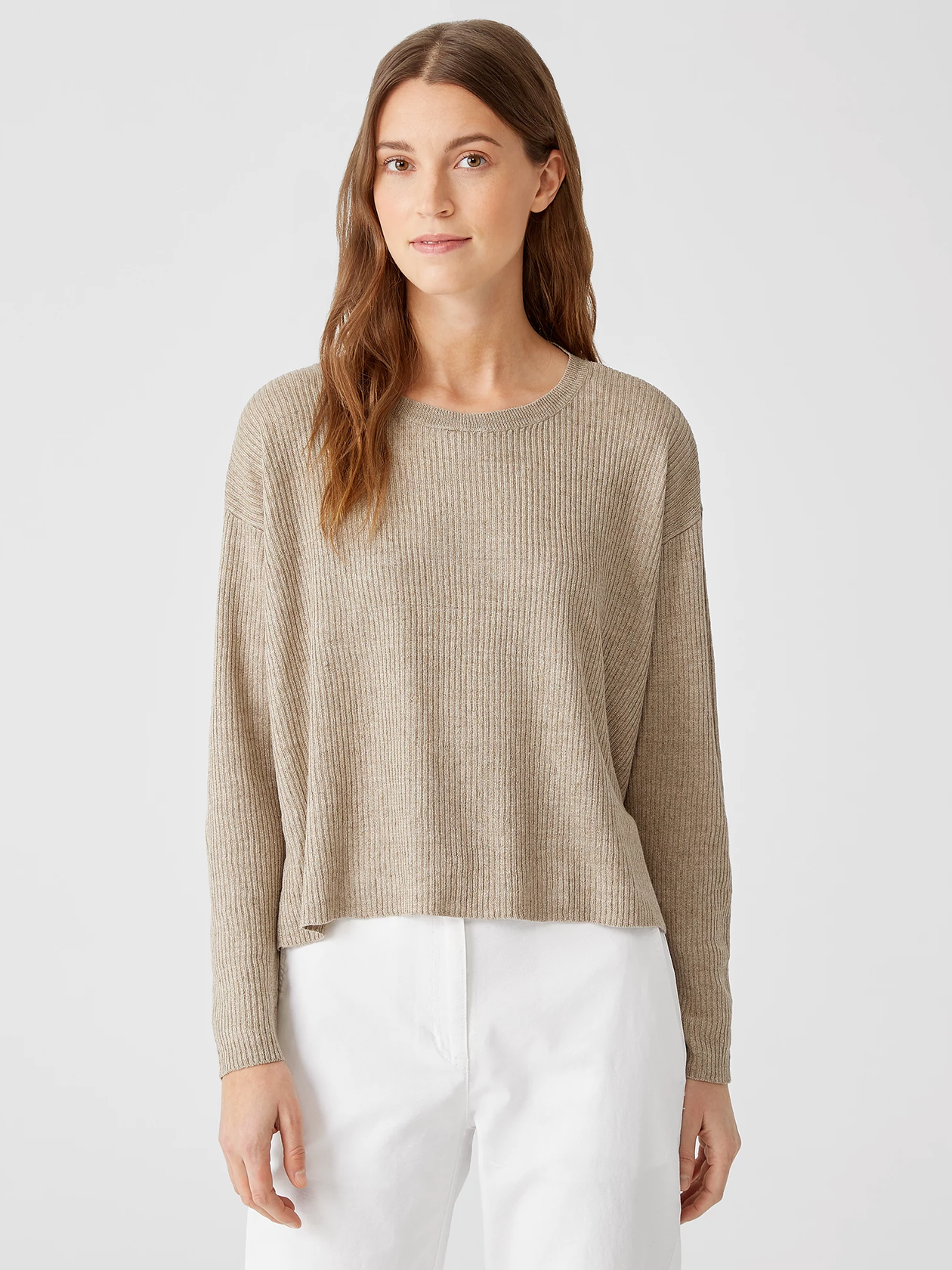 Organic Linen Delave Round Neck Top | EILEEN FISHER