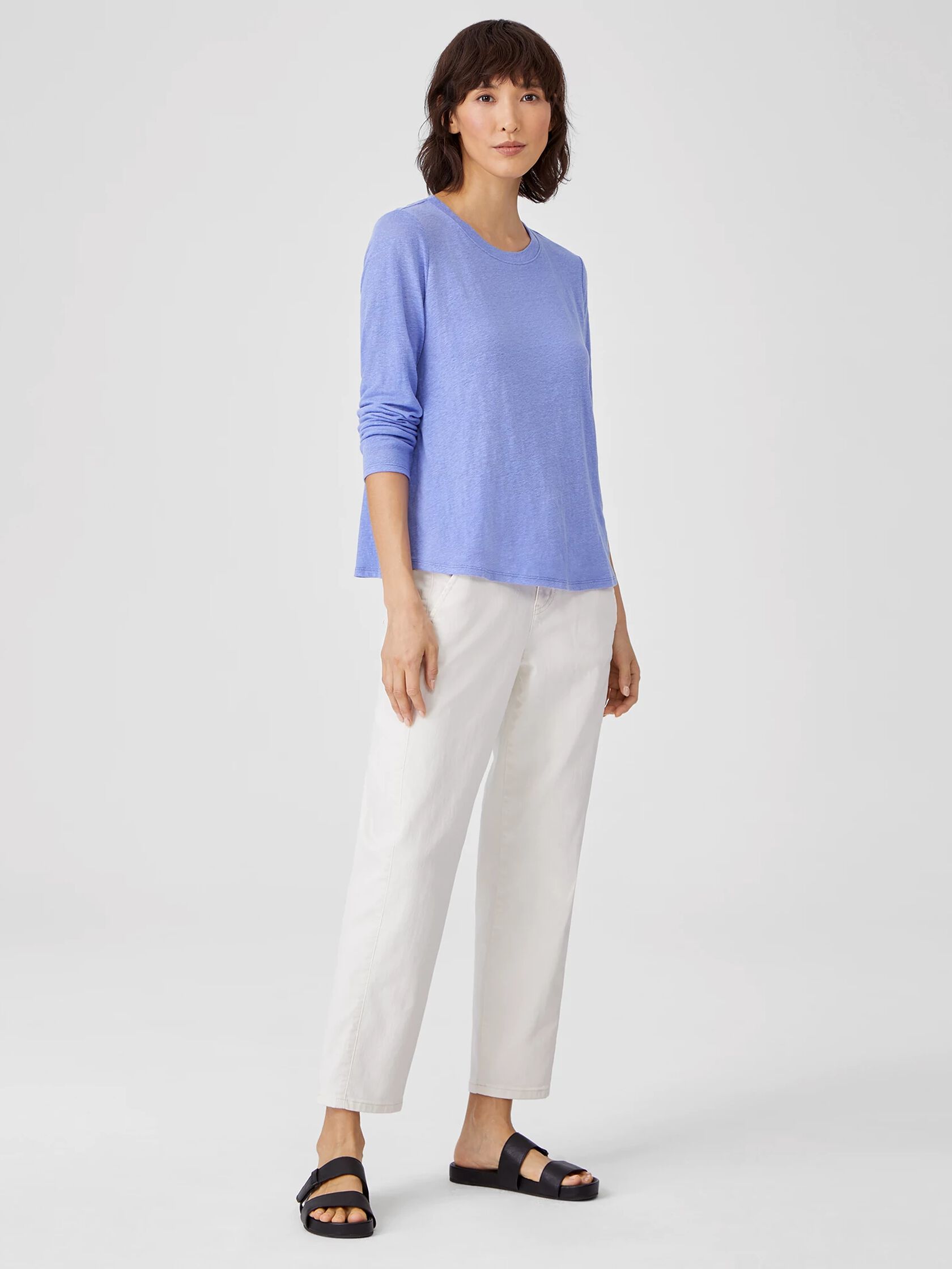 Organic Linen Jersey Crew Neck Top | EILEEN FISHER