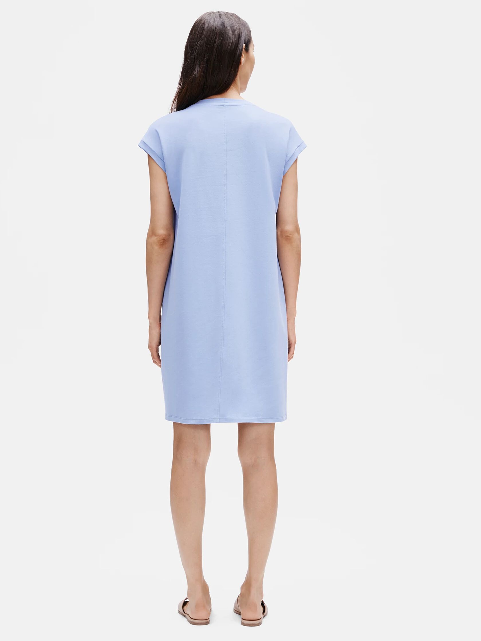 Traceable Cotton Stretch Crew Neck Dress | EILEEN FISHER