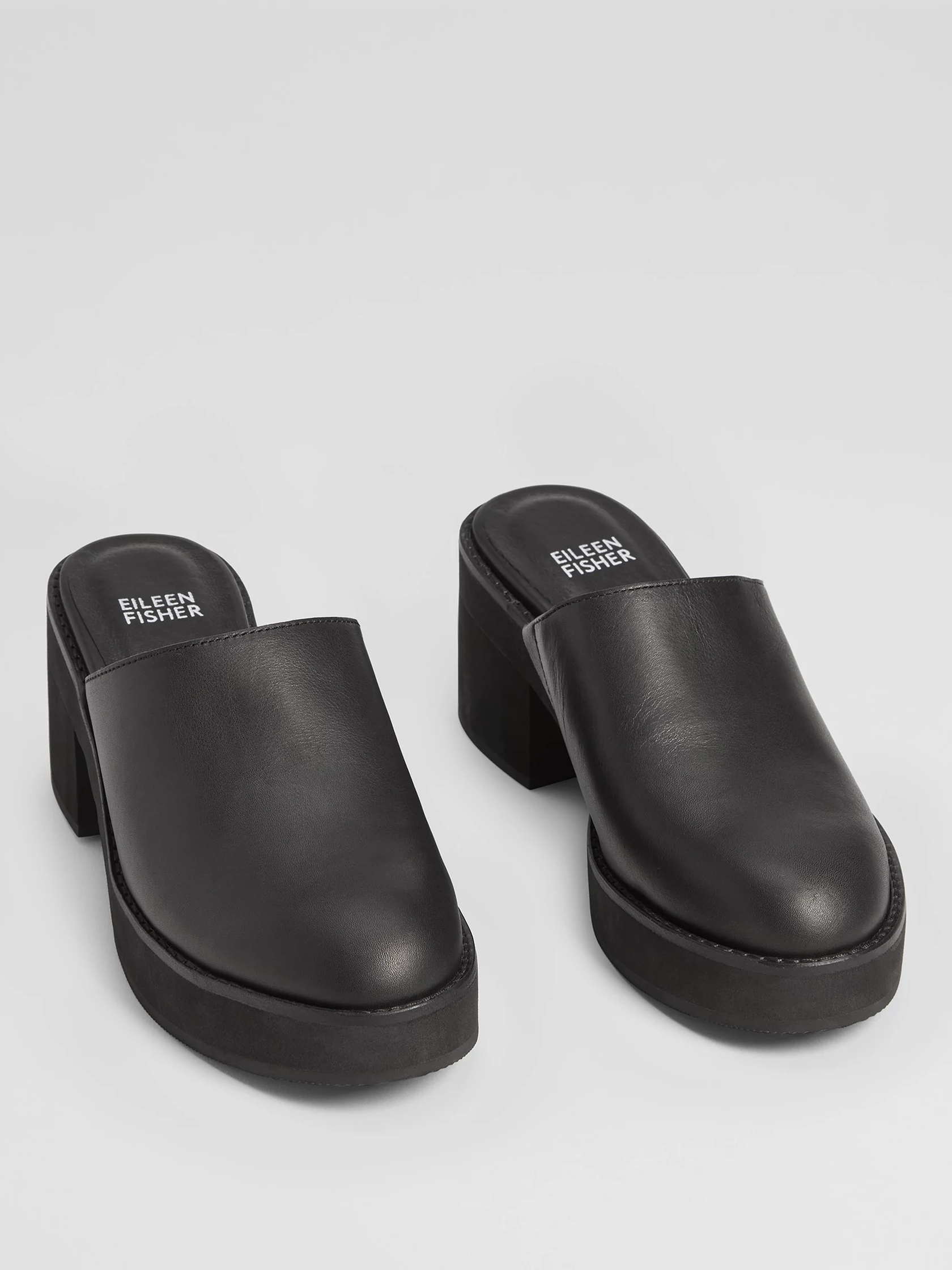 Hip Platform Leather Clog | EILEEN FISHER