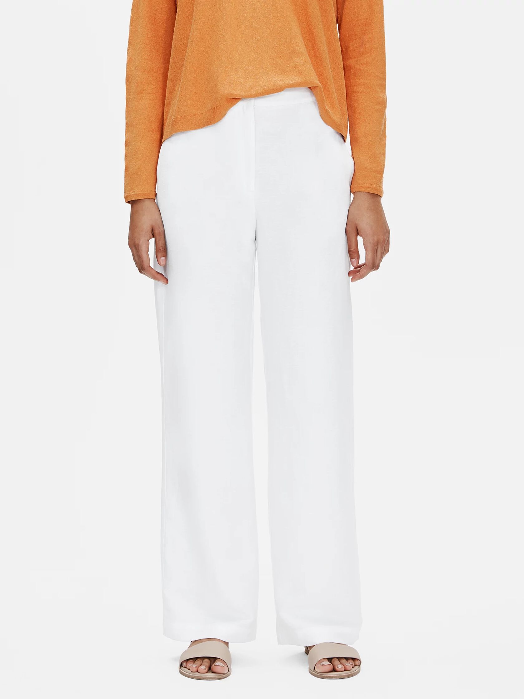 Tencel and Linen Slub Blend Straight Pant | EILEEN FISHER