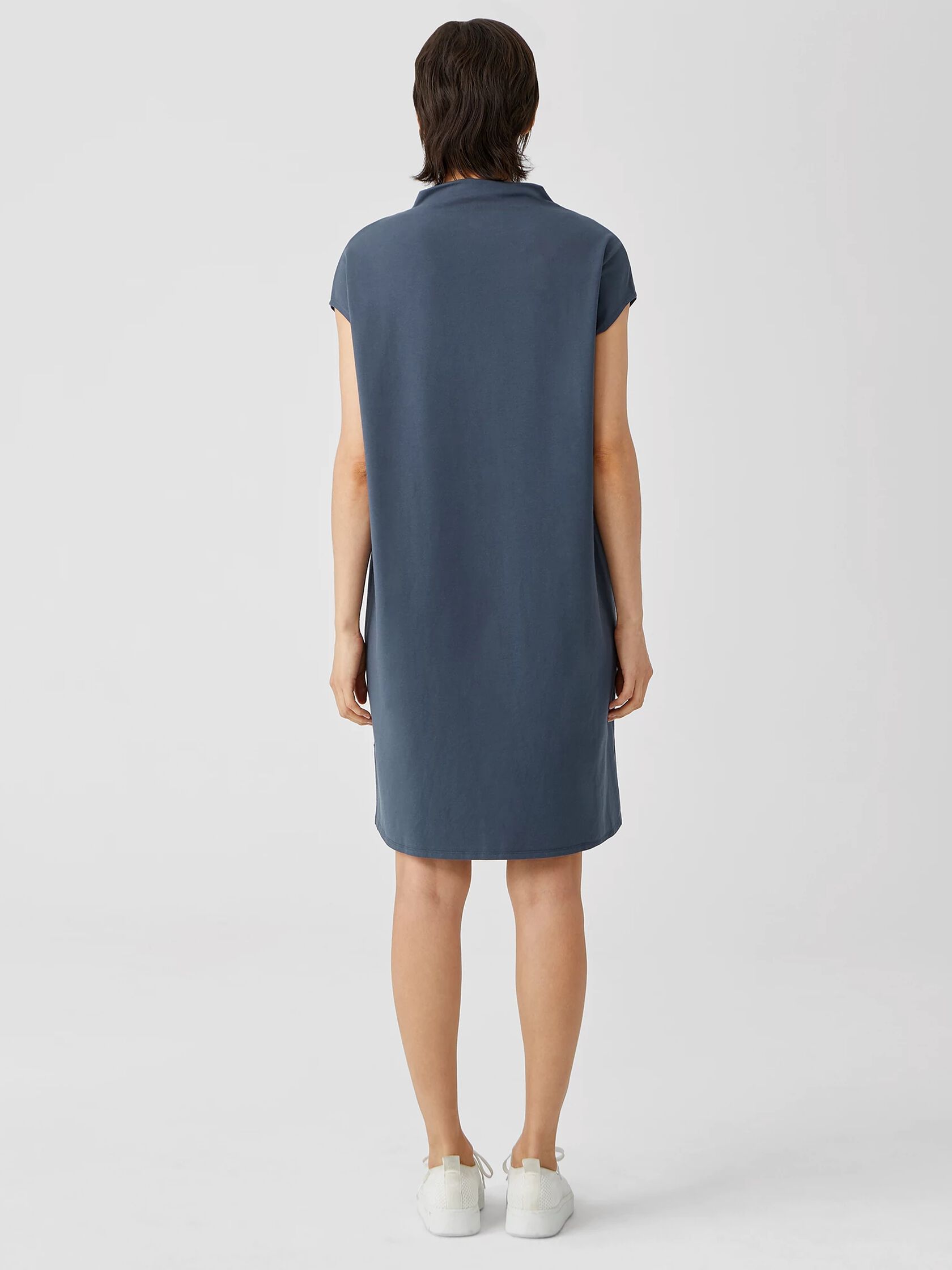 Traceable Organic Cotton Jersey Funnel Neck Dress | EILEEN FISHER