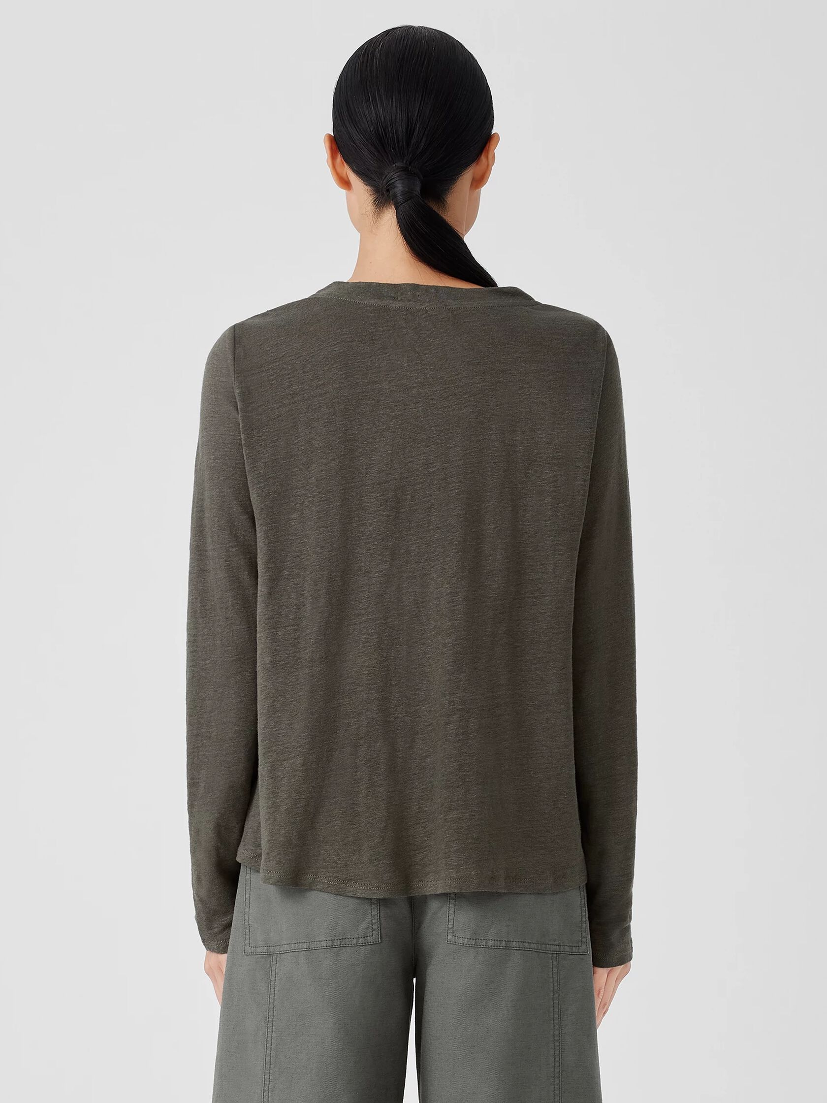Organic Linen Jersey Crew Neck Top | EILEEN FISHER