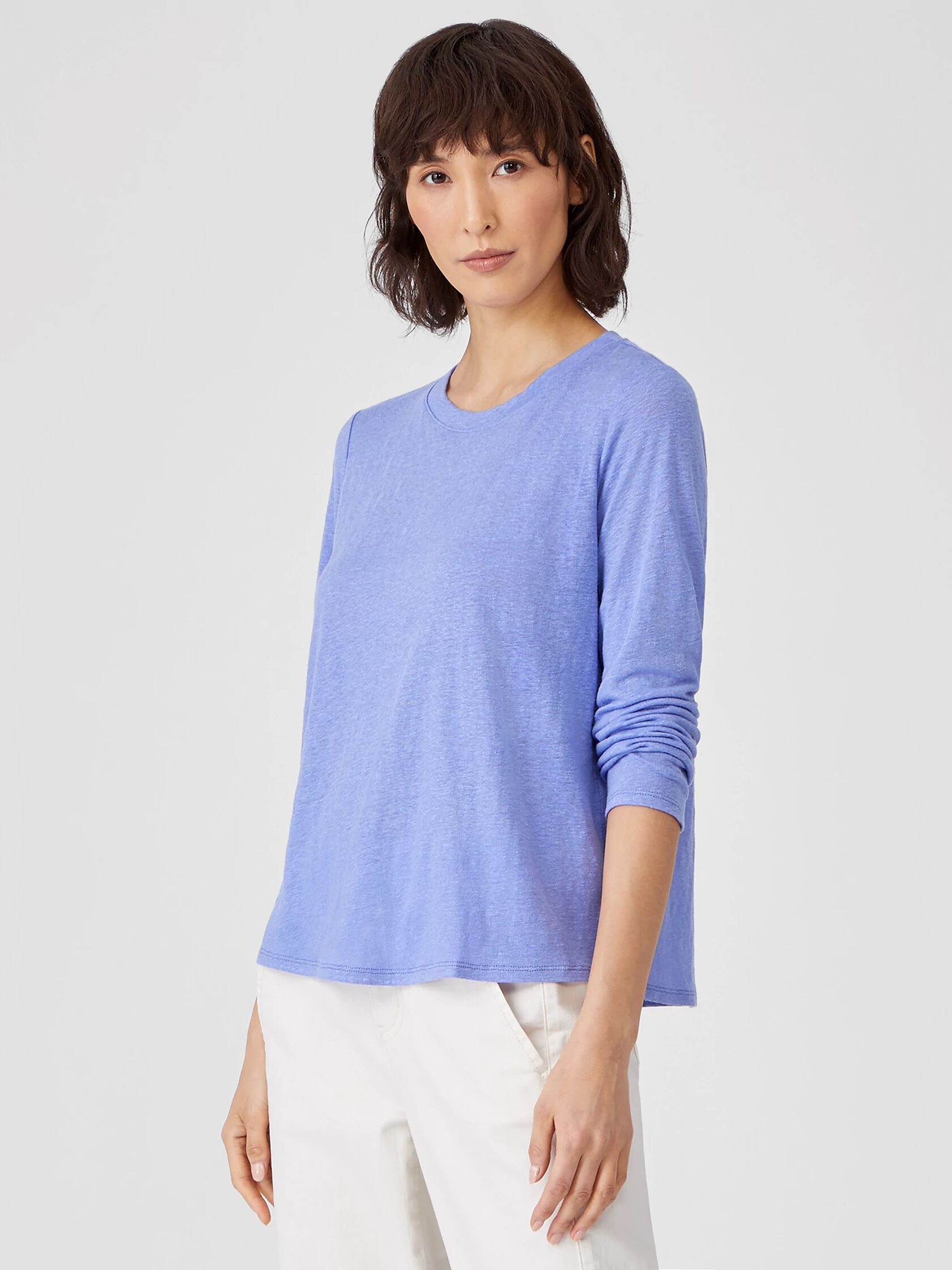 Organic Linen Jersey Crew Neck Top | EILEEN FISHER