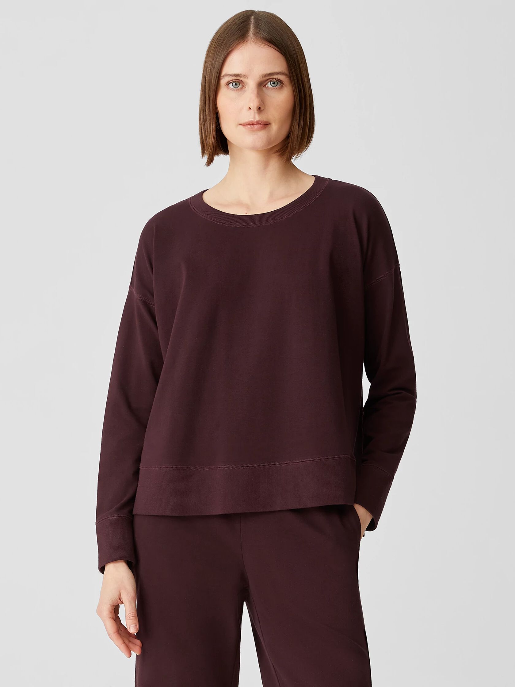 Traceable Organic Cotton Jersey Crew Neck Top | EILEEN FISHER