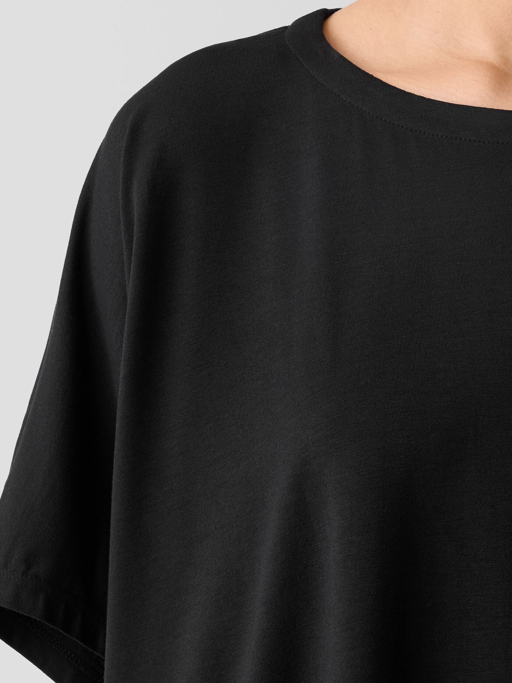 Fine Jersey Crew Neck Box-Top | EILEEN FISHER