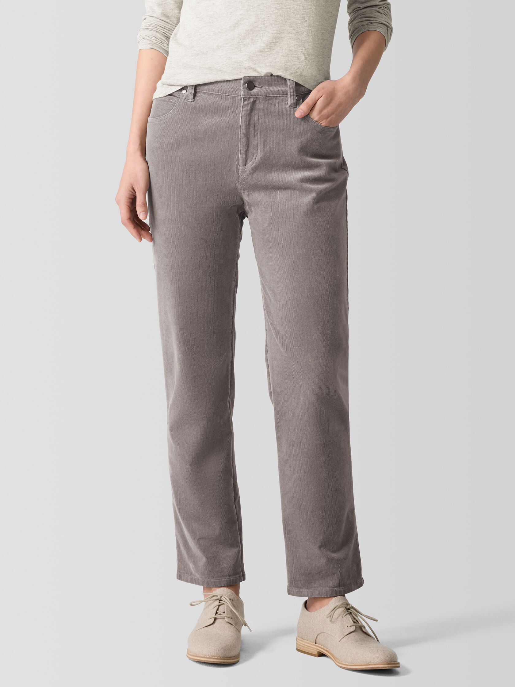 Organic Cotton Stretch Corduroy Straight Pant | EILEEN FISHER