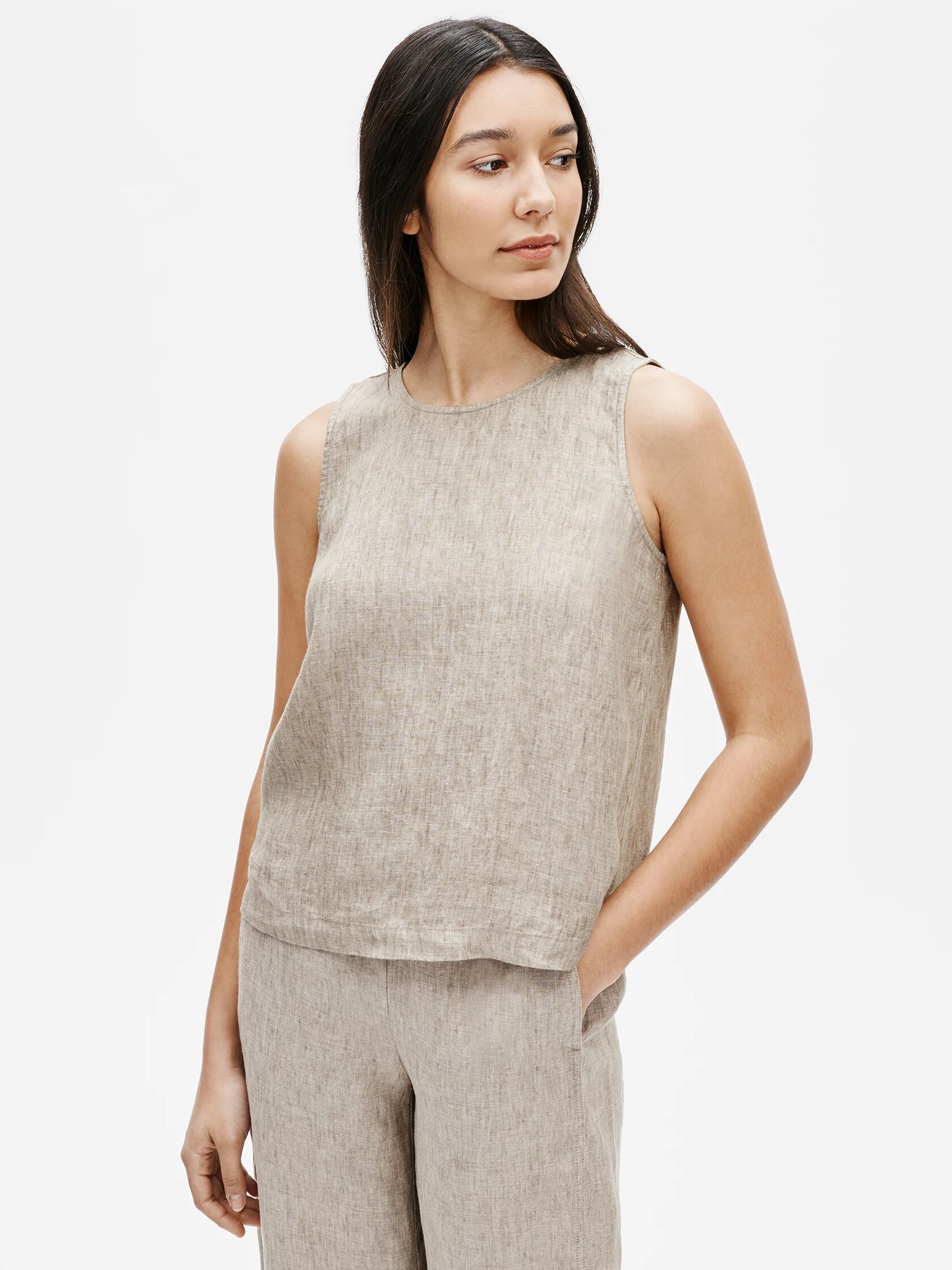 Washed Organic Linen Delave Shell | EILEEN FISHER