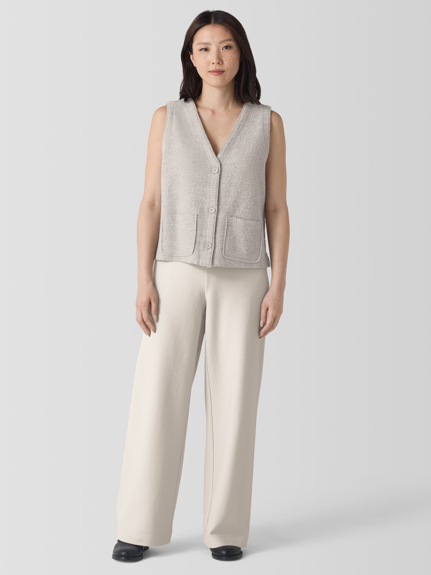 Lightweight Boiled Wool Vest in Regenerative Wool | EILEEN FISHER