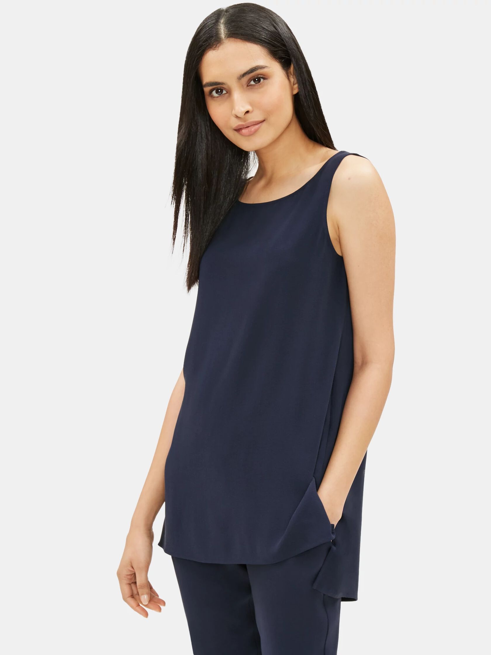 System Silk Georgette Crepe Bateau Neck Shell | EILEEN FISHER