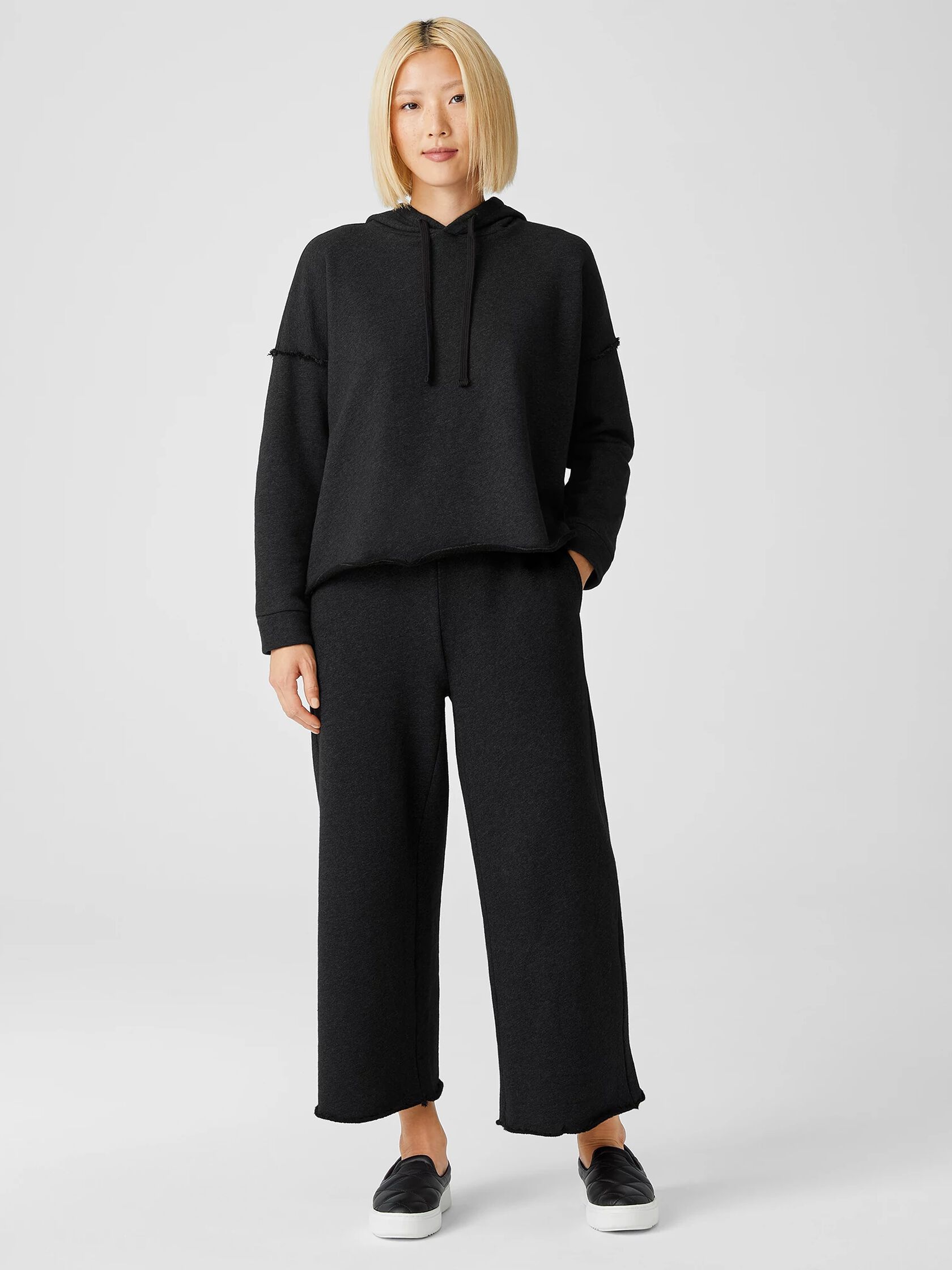 Organic Cotton French Terry Wide-Leg Pant | EILEEN FISHER