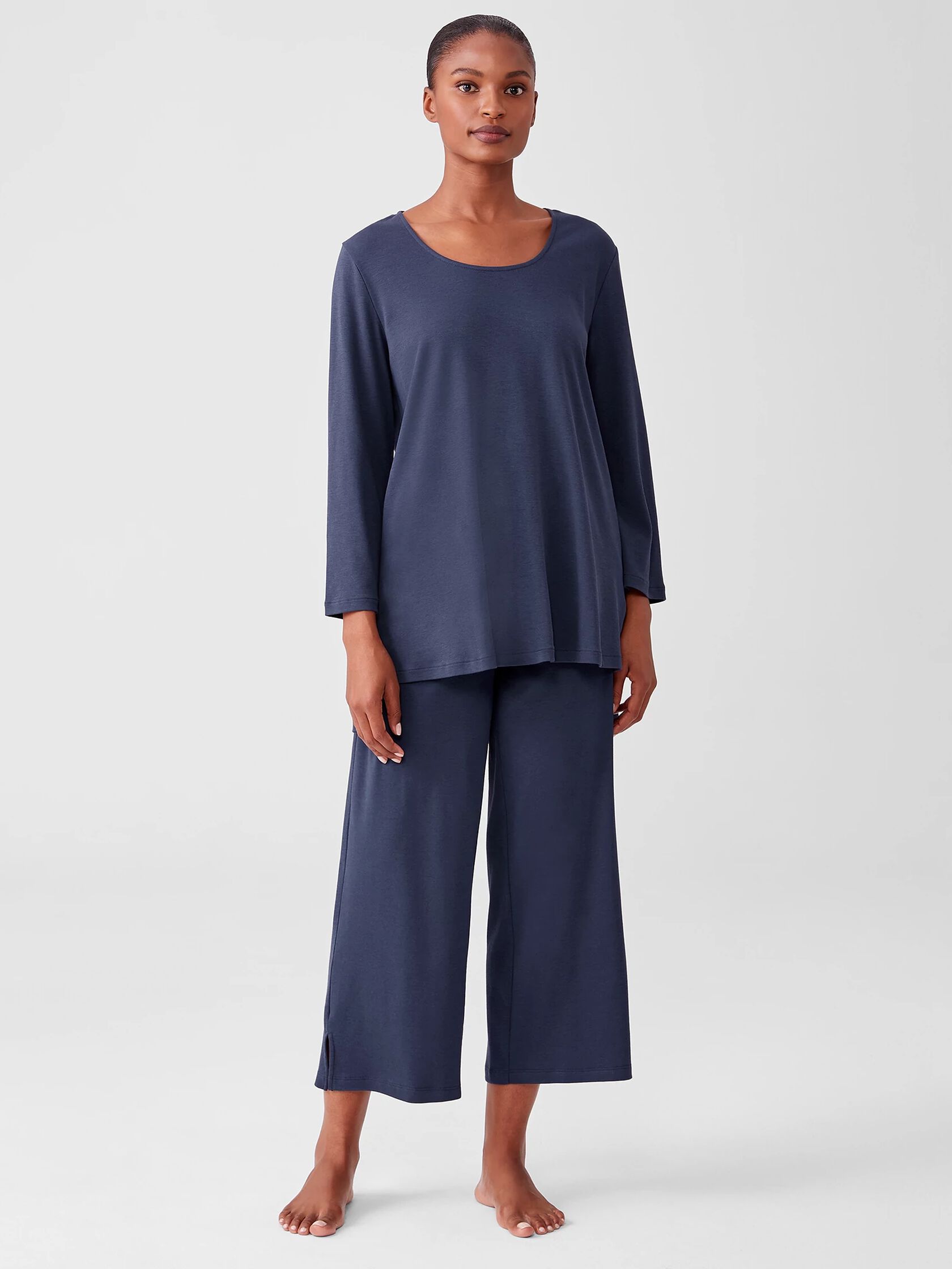 Cozy Organic Cotton Interlock Wide-Leg Pant | EILEEN FISHER