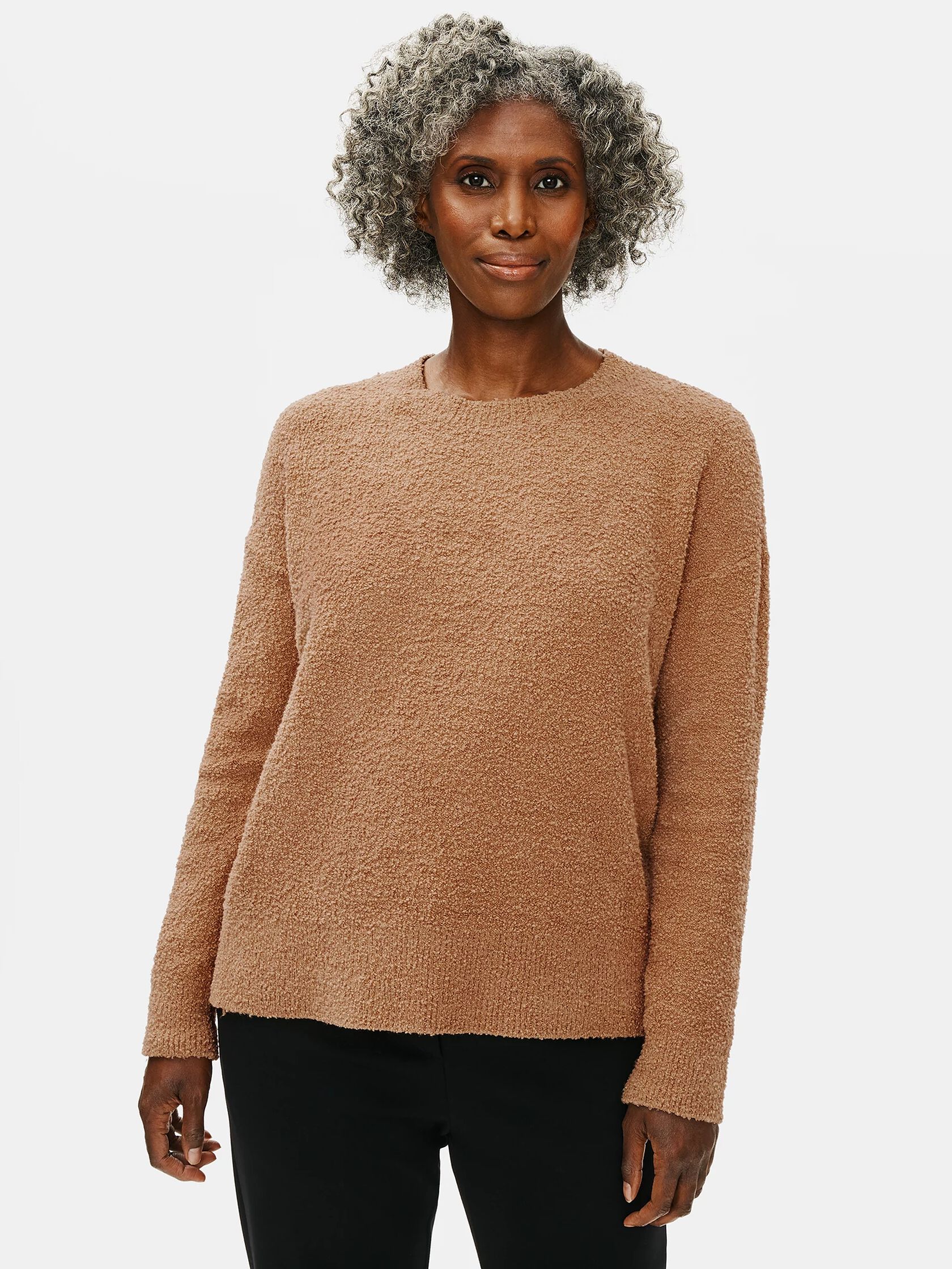Organic Cotton Boucle Crew Neck Box-Top | EILEEN FISHER