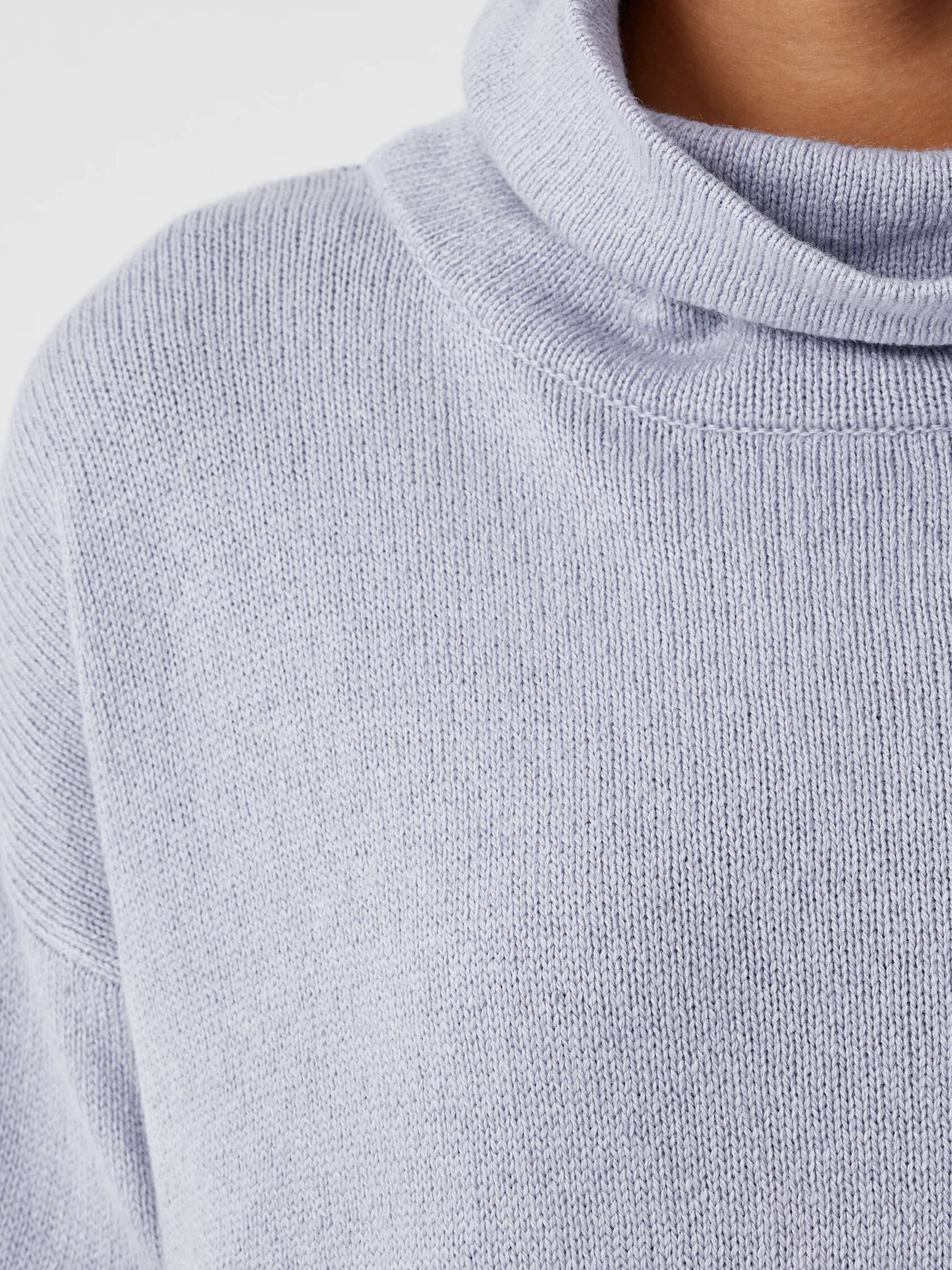 Cotton and Recycled Cashmere Turtleneck Top | EILEEN FISHER