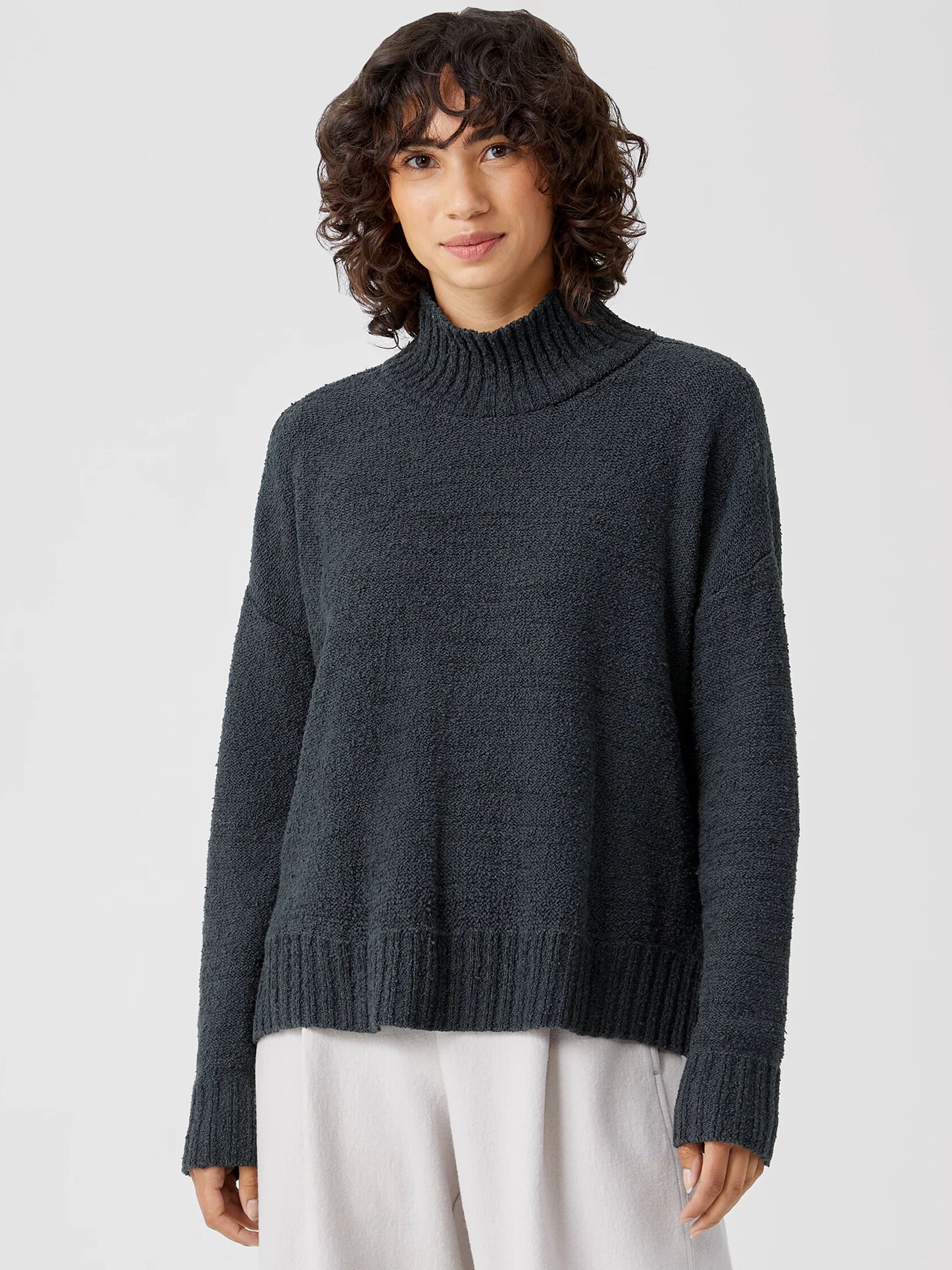 Peruvian Organic Cotton Boucle Turtleneck Box-top | Eileen Fisher
