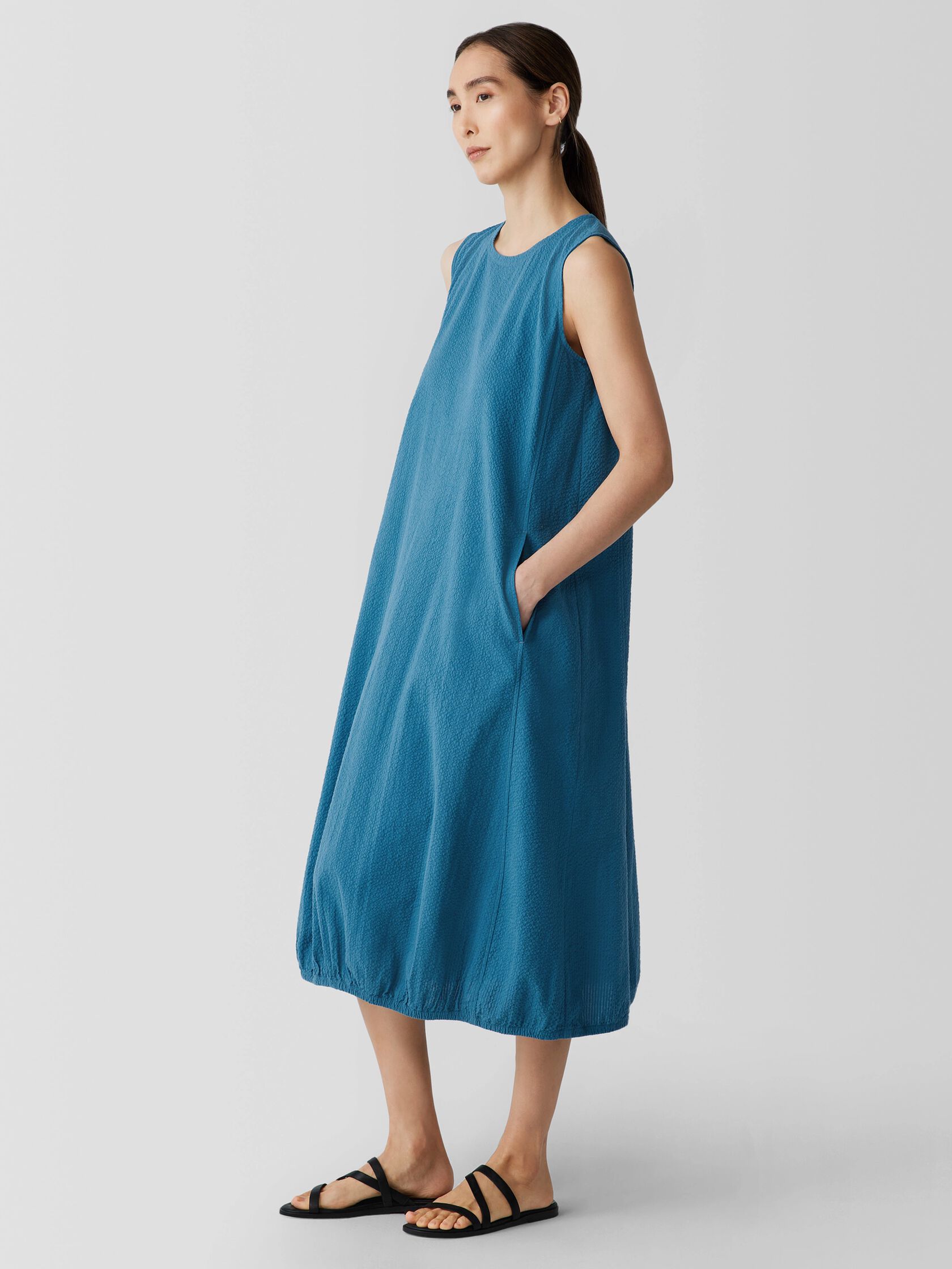 Organic Cotton Ripple Lantern Dress | EILEEN FISHER