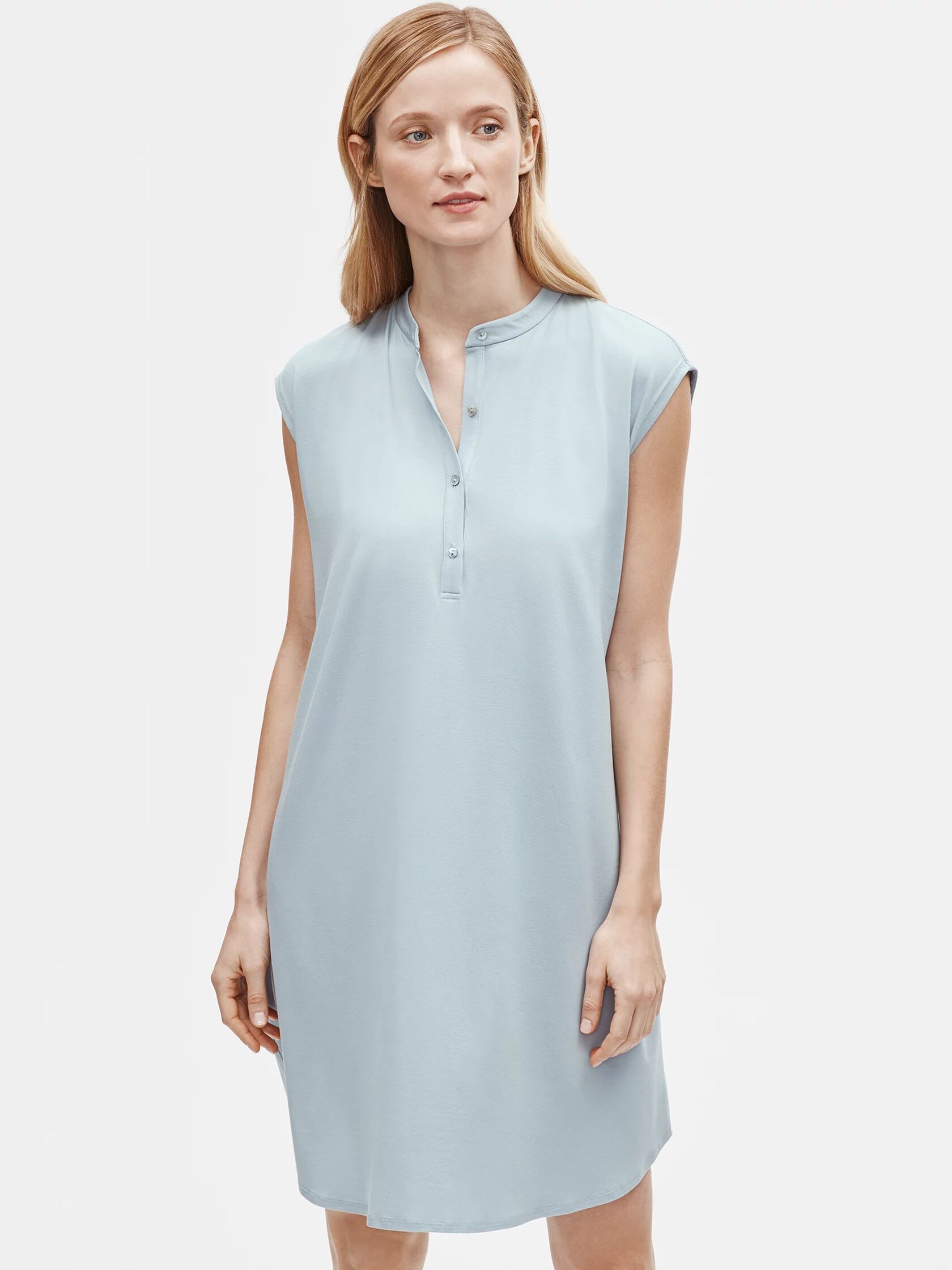 Fine Jersey Mandarin Collar Dress | EILEEN FISHER