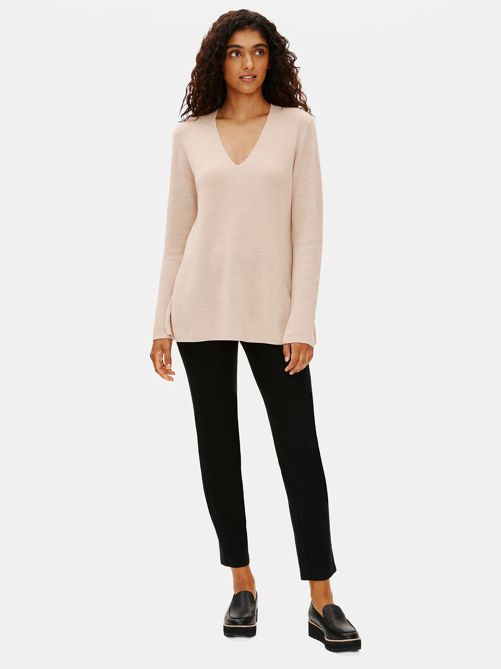Ultrafine Merino V-Neck Tunic in Regenerative Wool | EILEEN FISHER