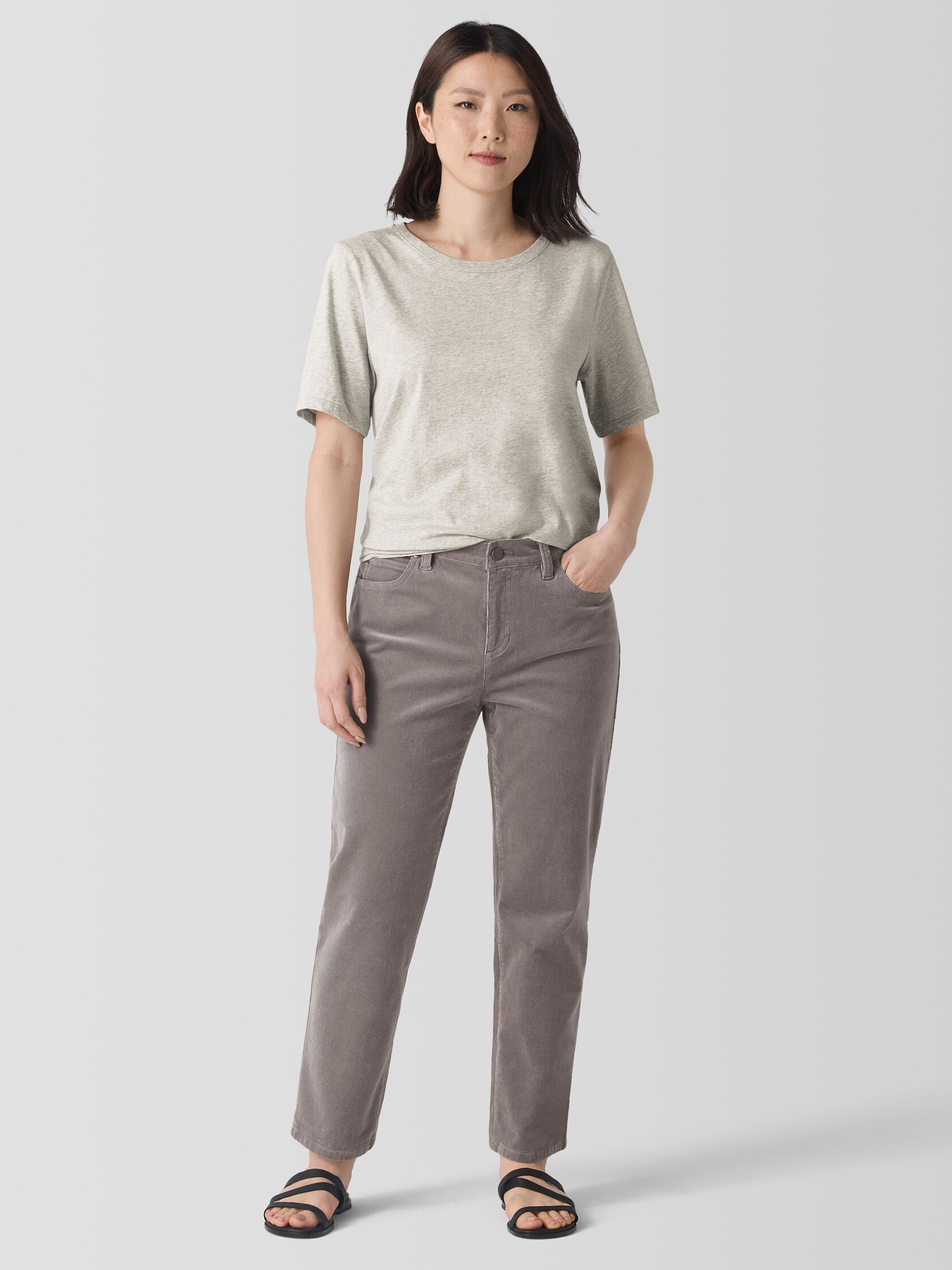 Organic Cotton Stretch Corduroy Straight Pant | EILEEN FISHER