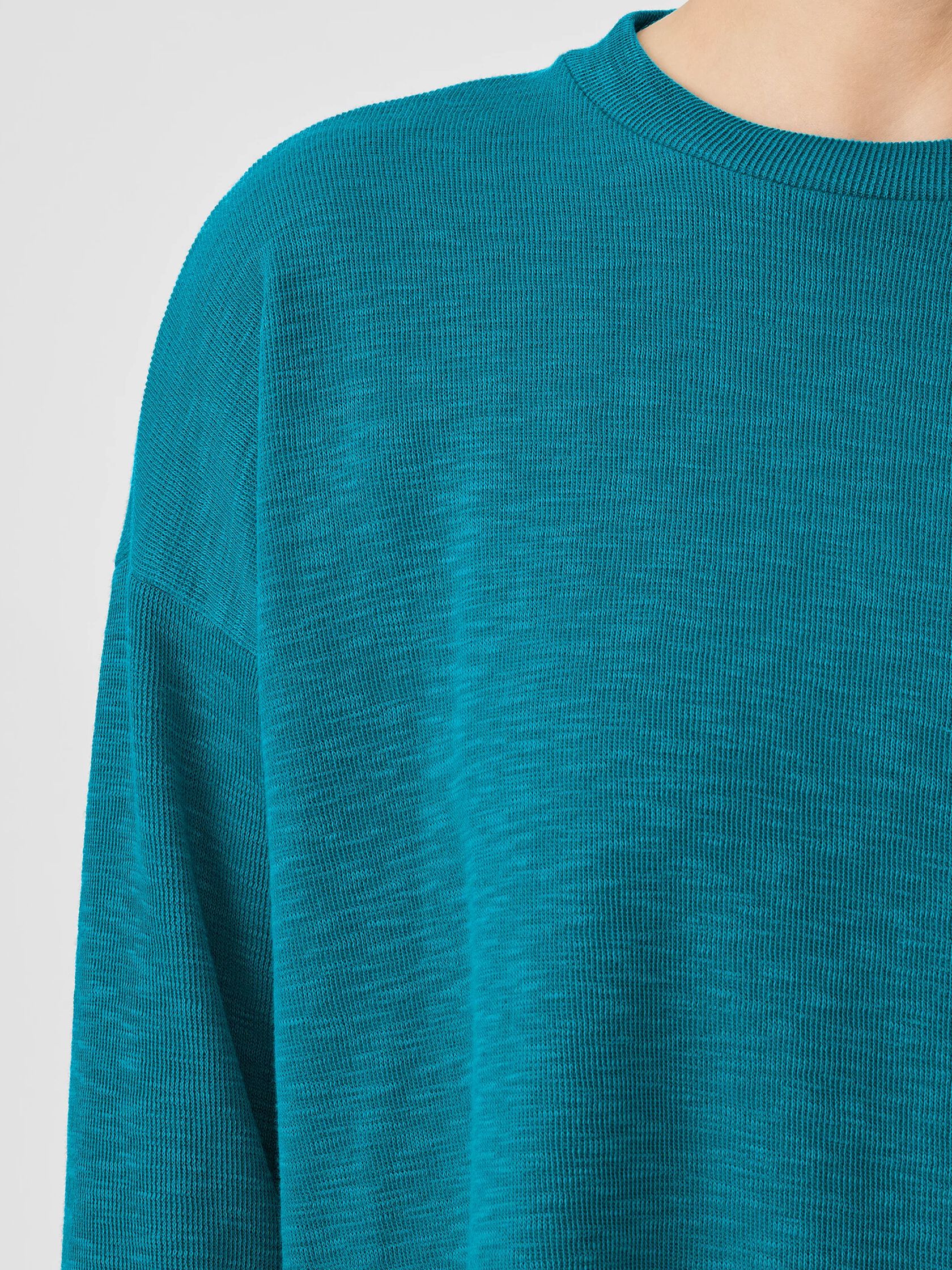 Organic Cotton Slubby Rib Knit Crew Neck Top | EILEEN FISHER