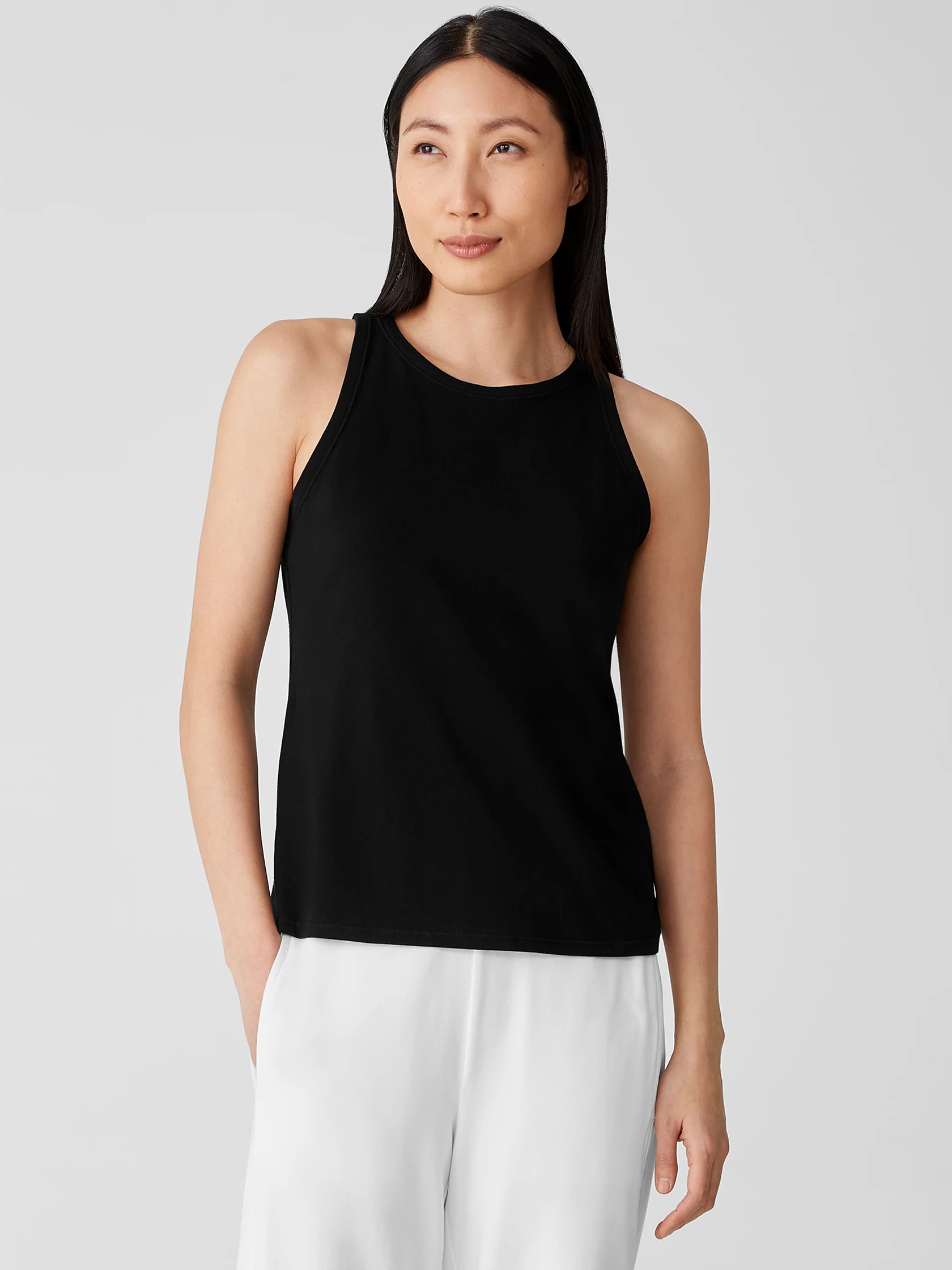Traceable Organic Cotton Jersey Round Neck Tank | EILEEN FISHER