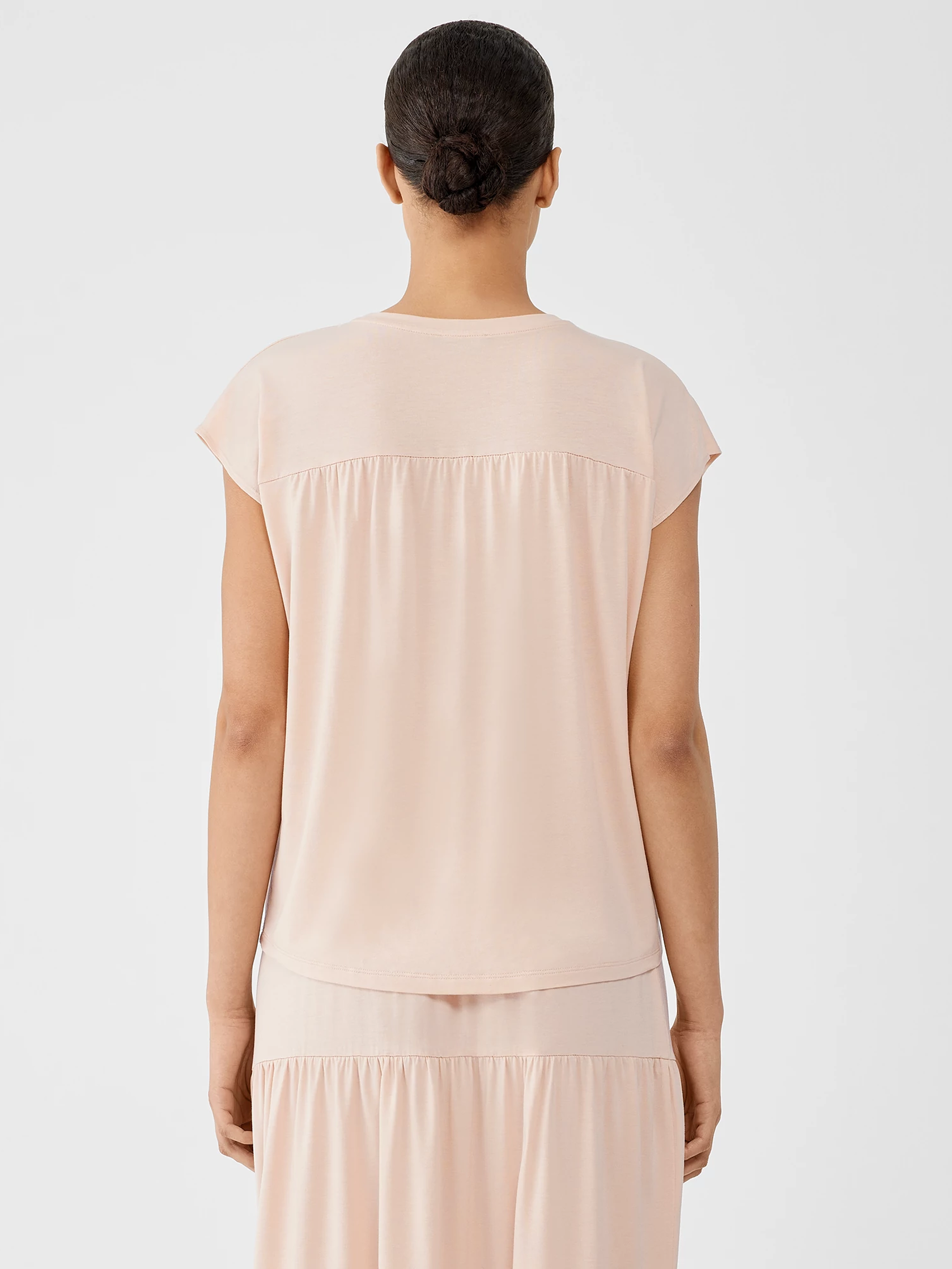 Fine Jersey Shirred-Back Top | EILEEN FISHER