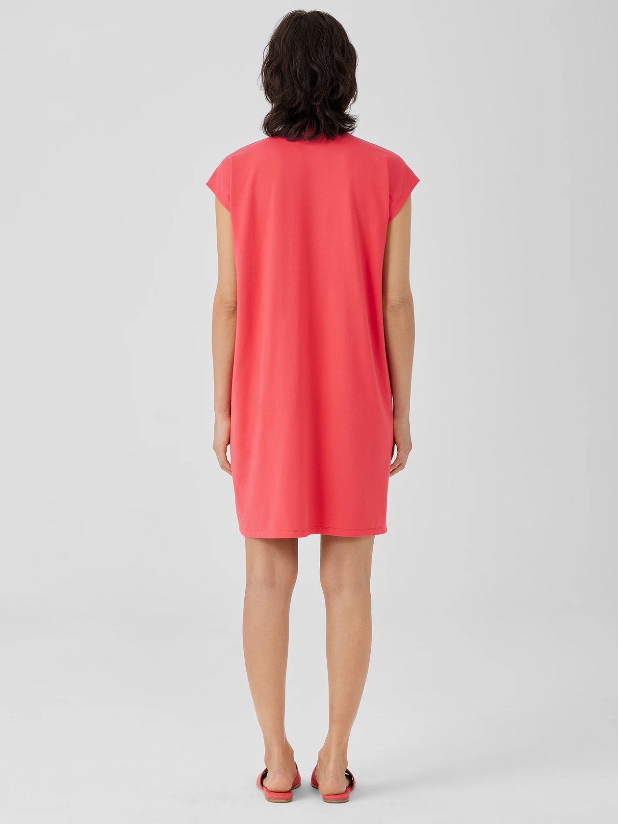 Traceable Organic Cotton Jersey V-Neck Dress | EILEEN FISHER