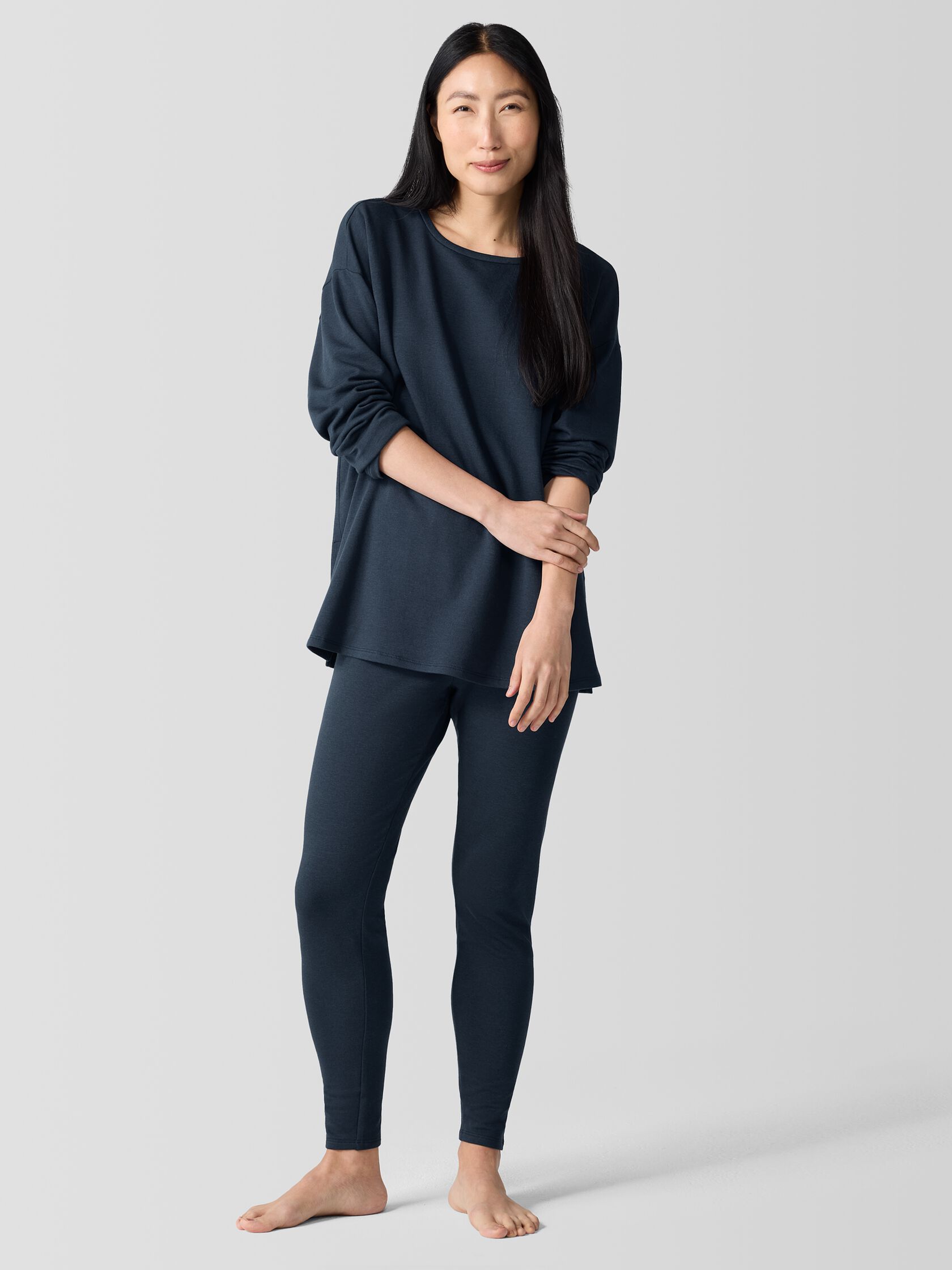 Cozy Brushed Terry Hug Long Box-Top | EILEEN FISHER