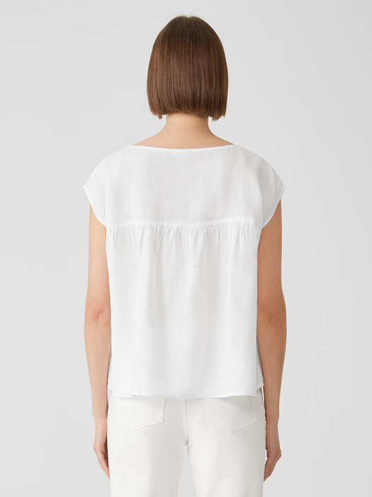 Organic Handkerchief Linen Shirred-Back Top | EILEEN FISHER