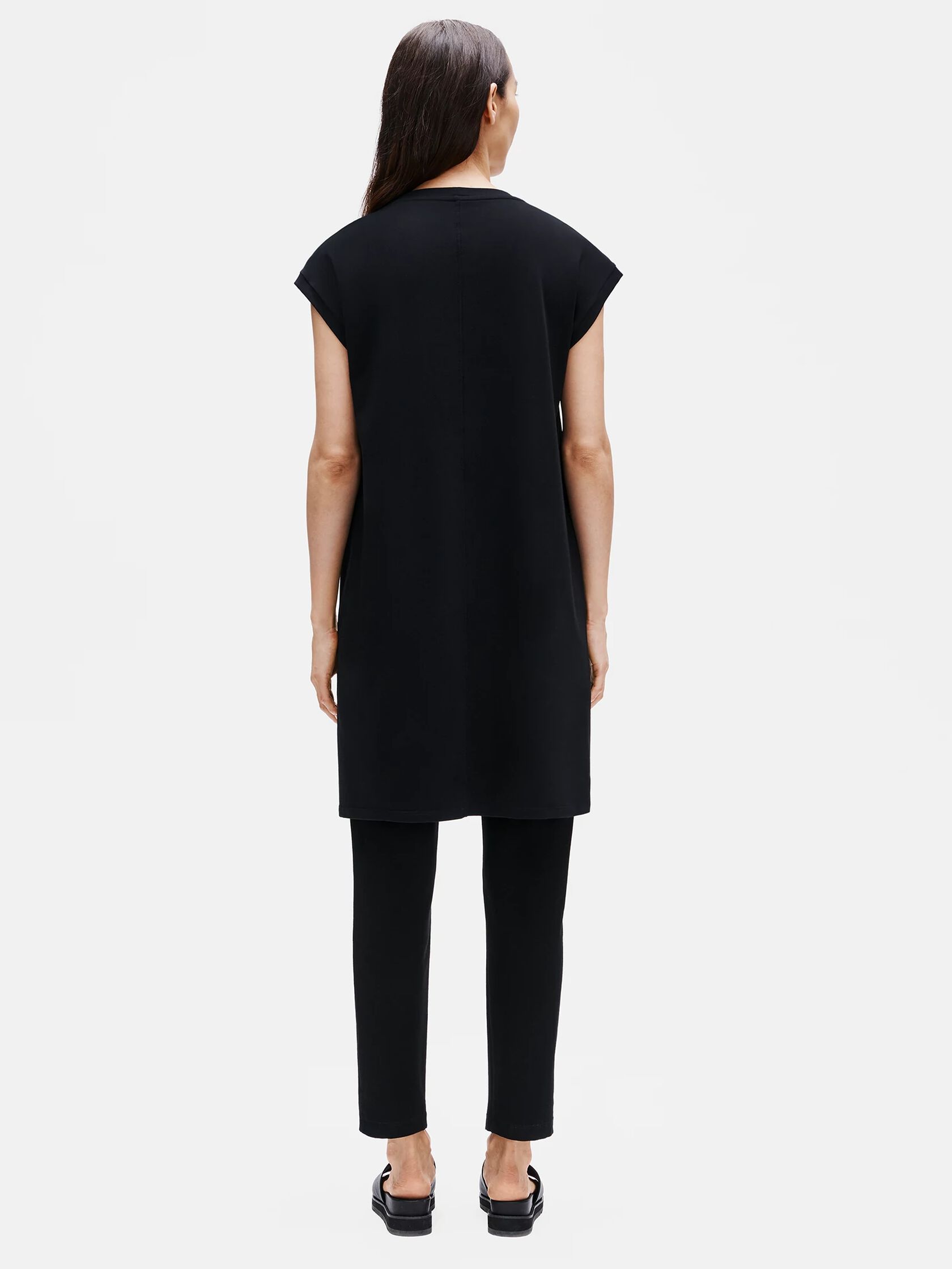 Traceable Cotton Stretch Crew Neck Dress | EILEEN FISHER