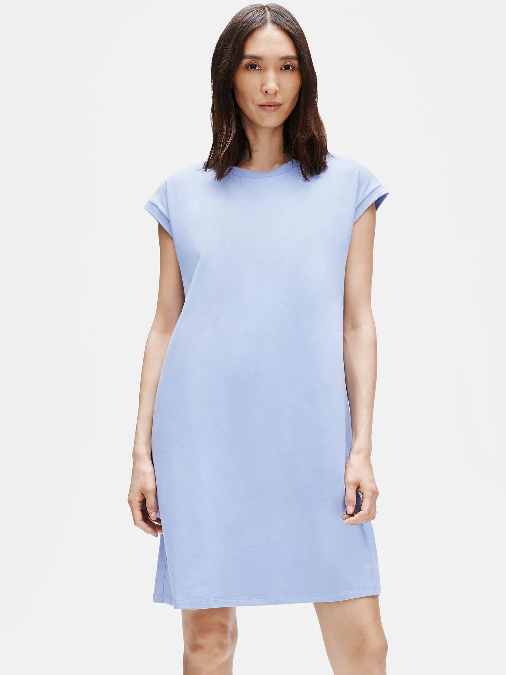 Traceable Cotton Stretch Crew Neck Dress | EILEEN FISHER