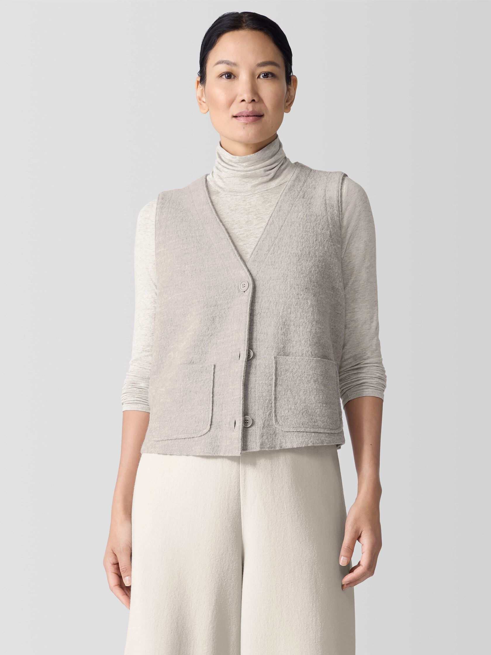 Lightweight Boiled Wool Vest in Regenerative Wool | EILEEN FISHER
