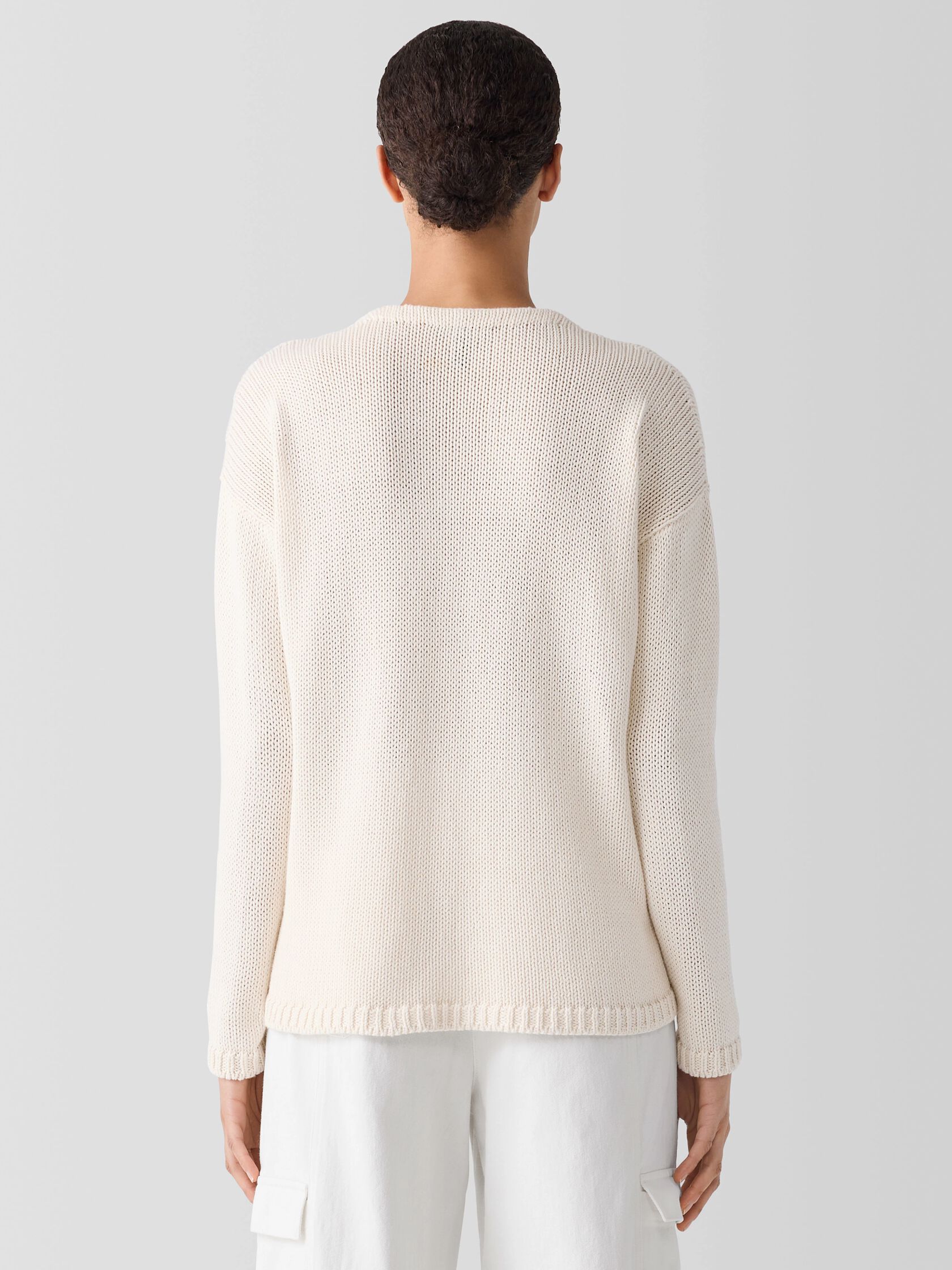 Peruvian Organic Cotton Cord Jersey V-Neck Top | EILEEN FISHER