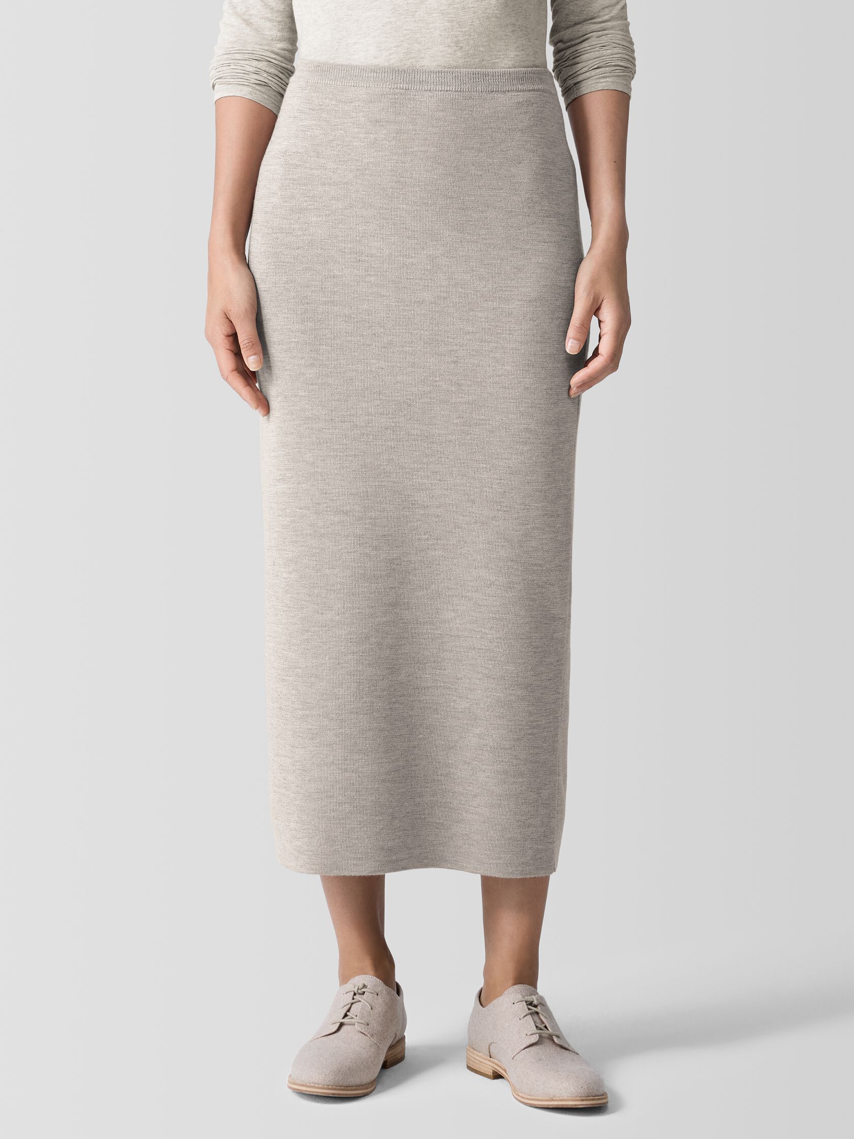 Merino Rib Pencil Skirt in Regenerative Wool | EILEEN FISHER