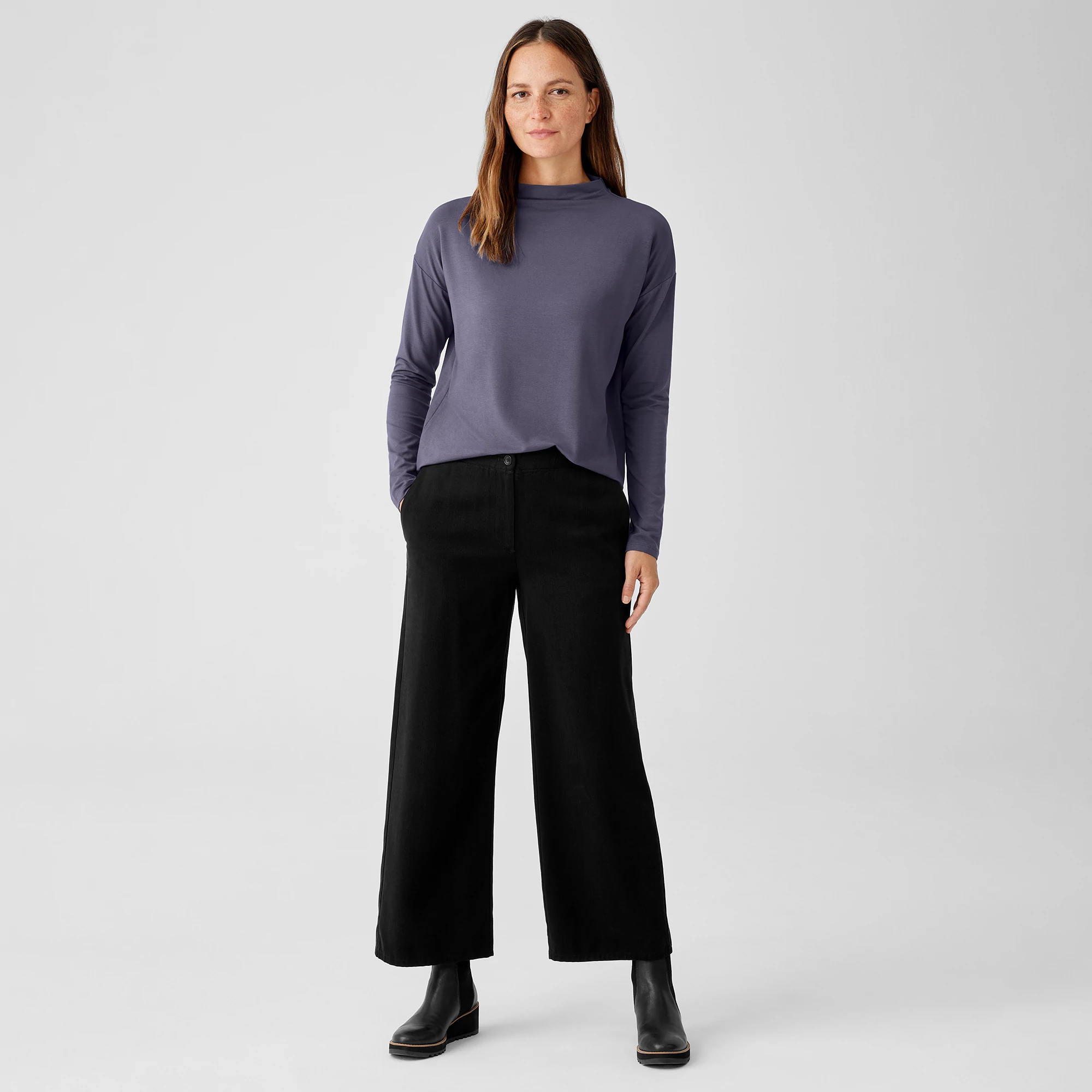 Soft Twill Wide-Leg Pant | EILEEN FISHER