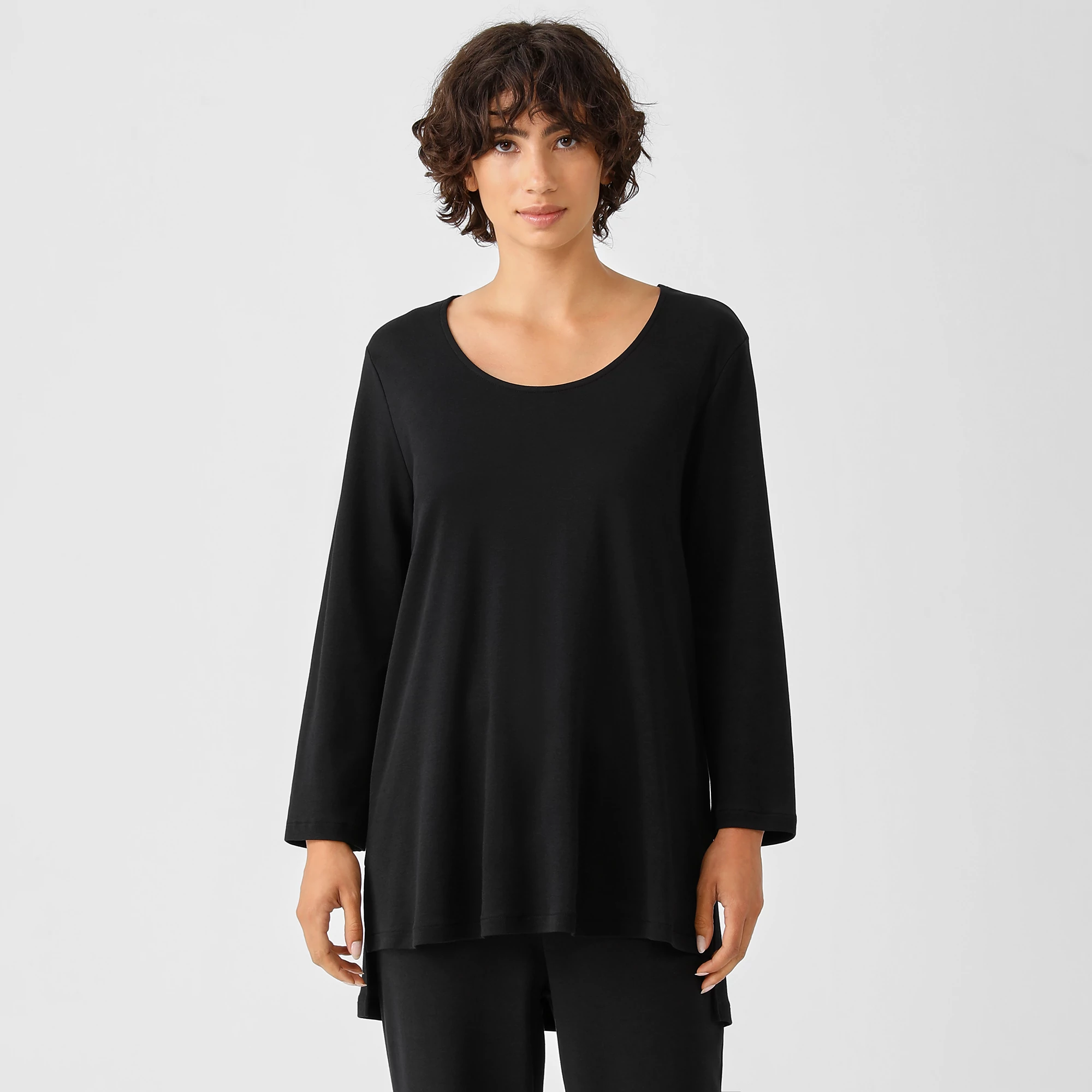 Cozy Organic Cotton Interlock U-Neck Top | EILEEN FISHER