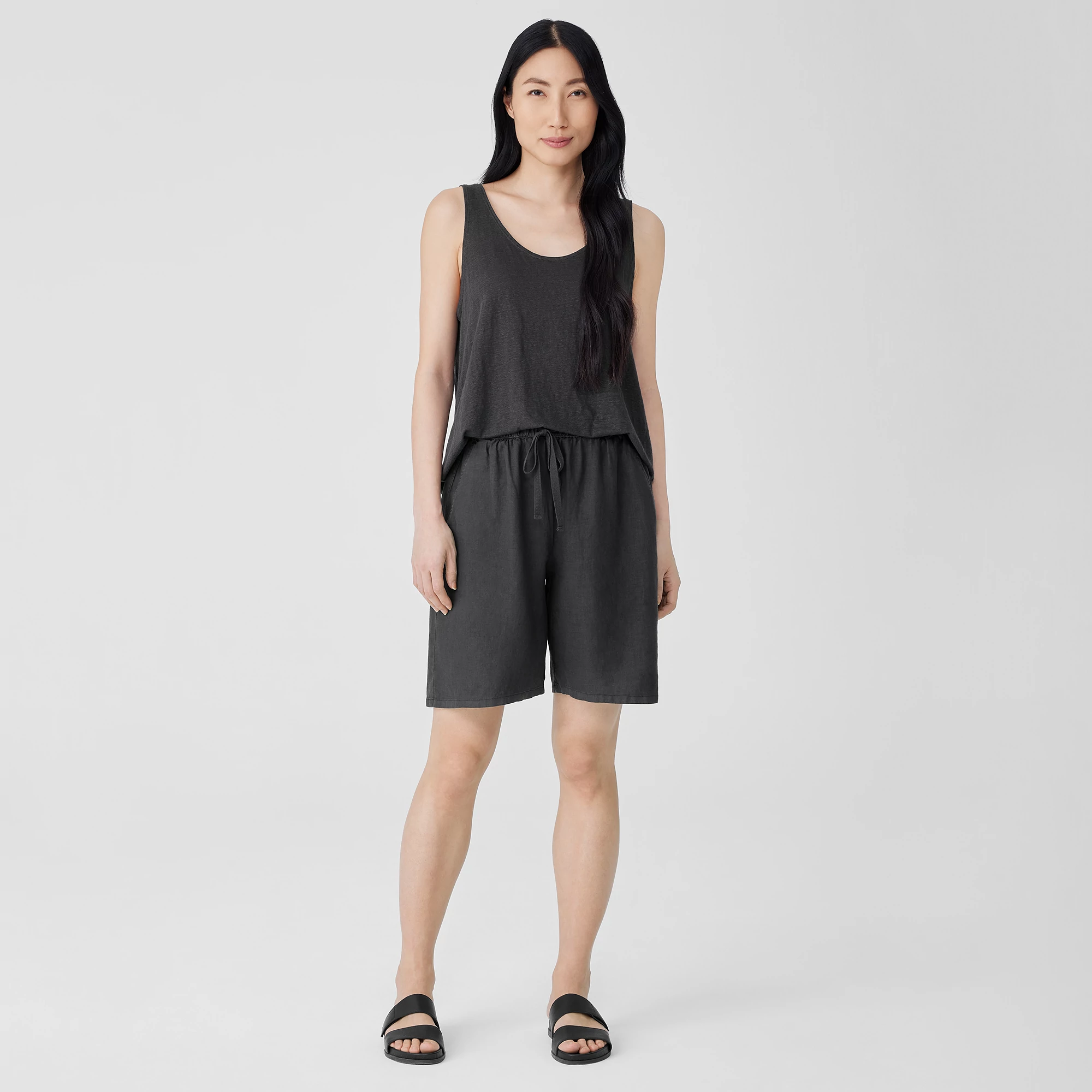 Garment-Dyed Organic Linen Shorts | EILEEN FISHER