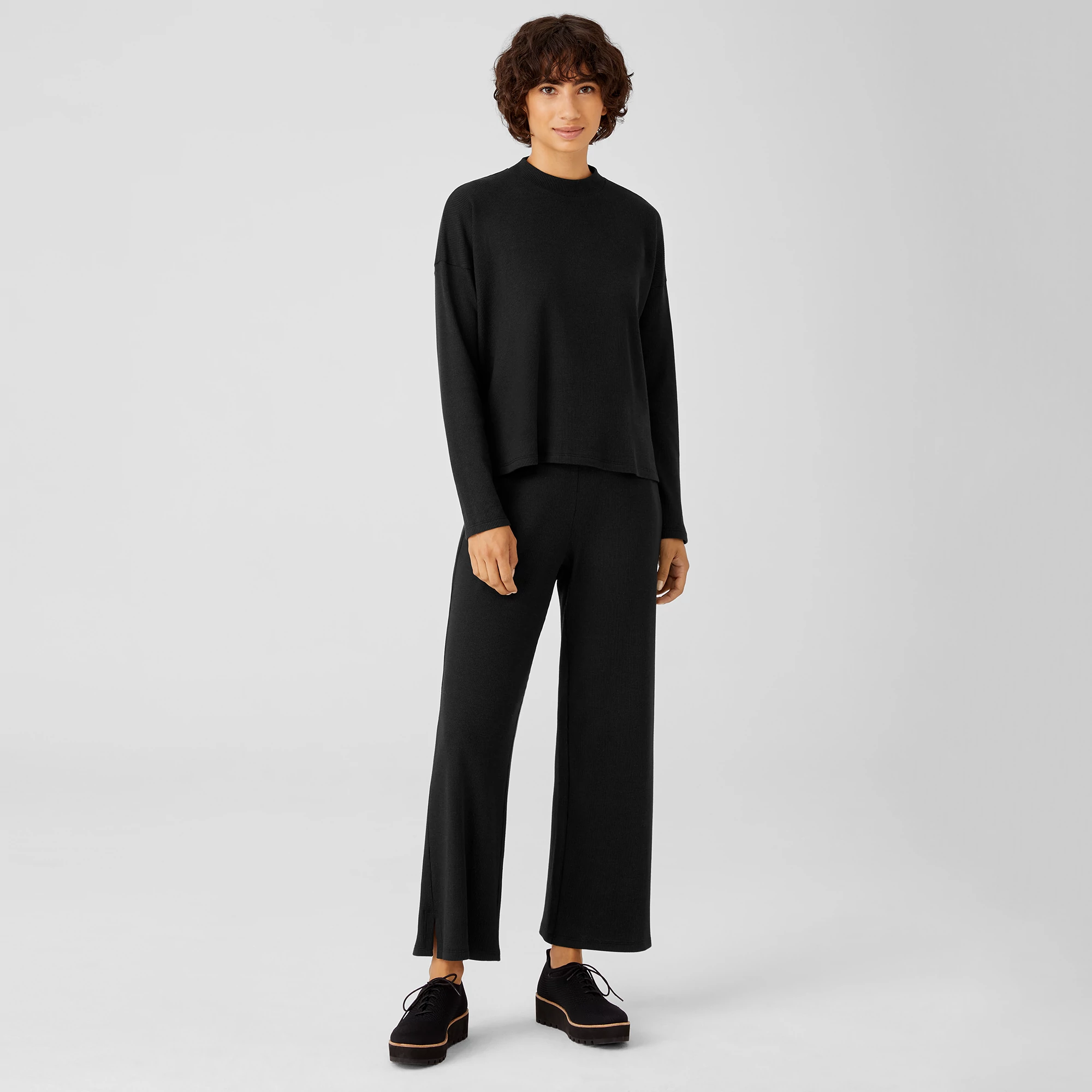 Cozy Waffle Knit Straight Pant | EILEEN FISHER