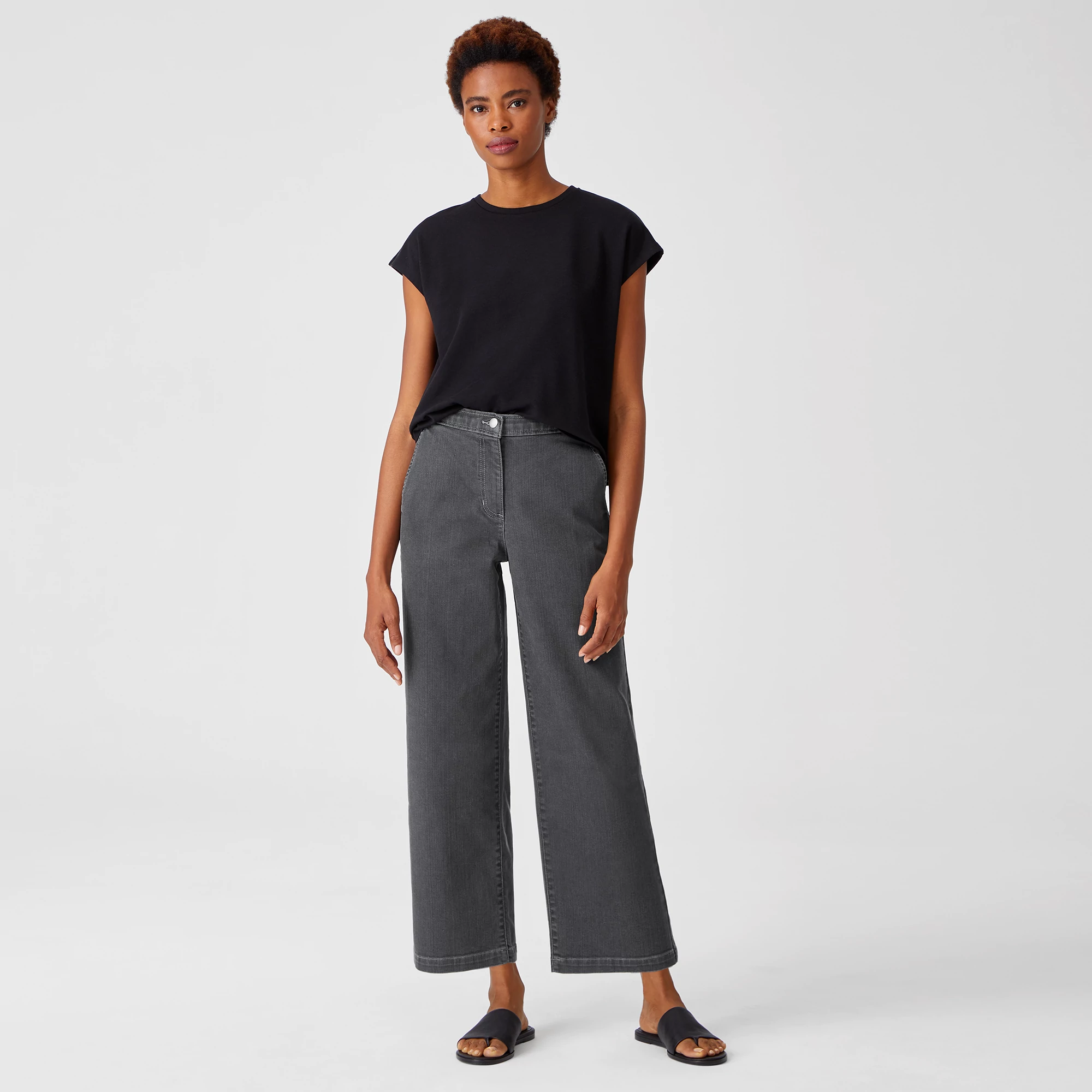 Organic Cotton Stretch Wide-Leg Jean | EILEEN FISHER