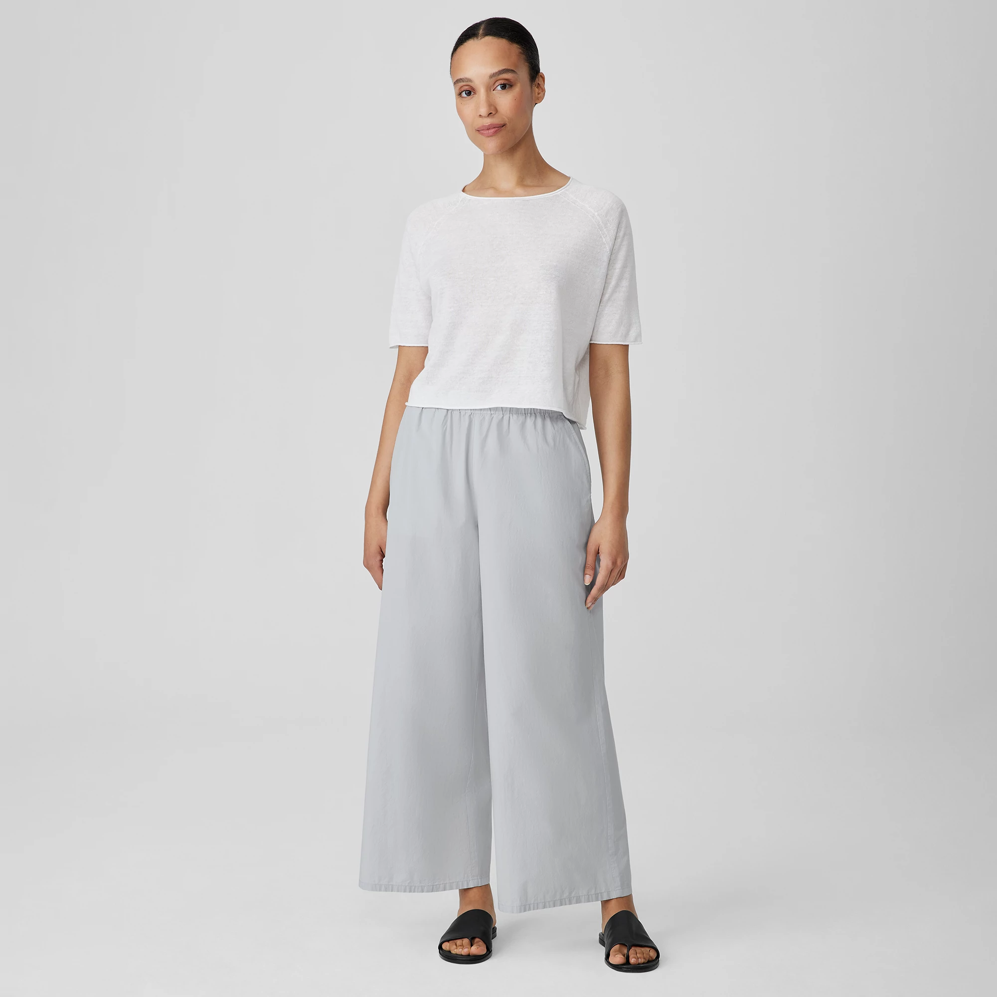 Washed Organic Cotton Poplin Wide-Leg Pant | EILEEN FISHER