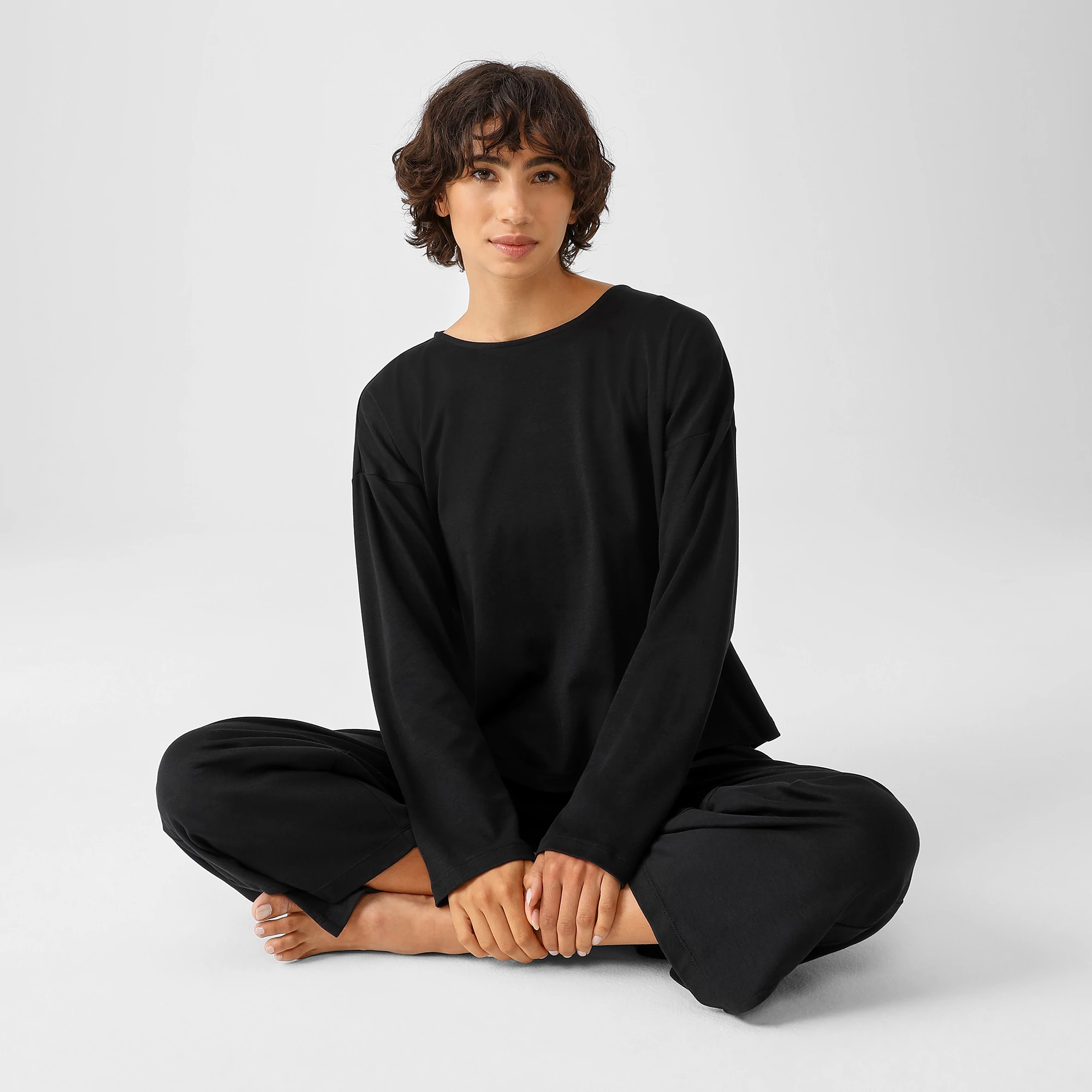 Cozy Organic Cotton Interlock Box-Top | EILEEN FISHER