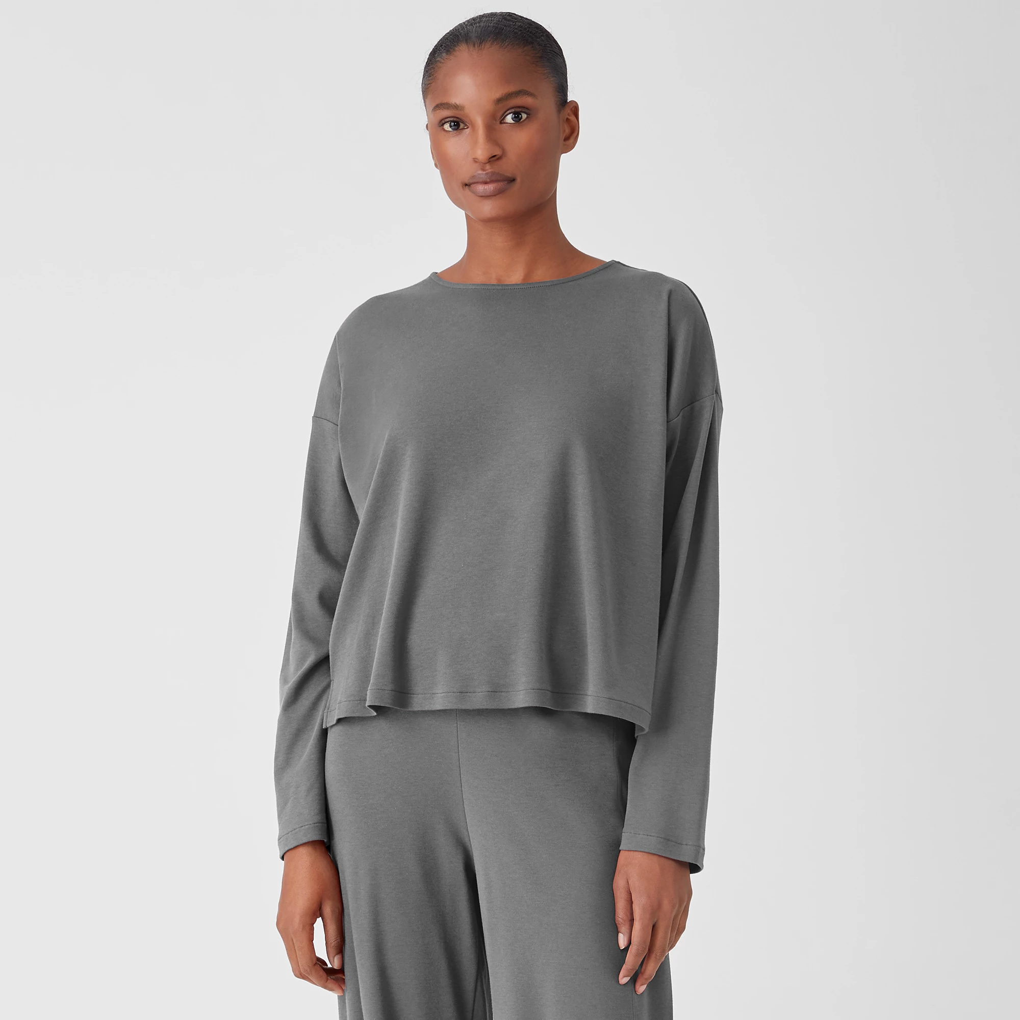Cozy Organic Cotton Interlock Box-Top | EILEEN FISHER