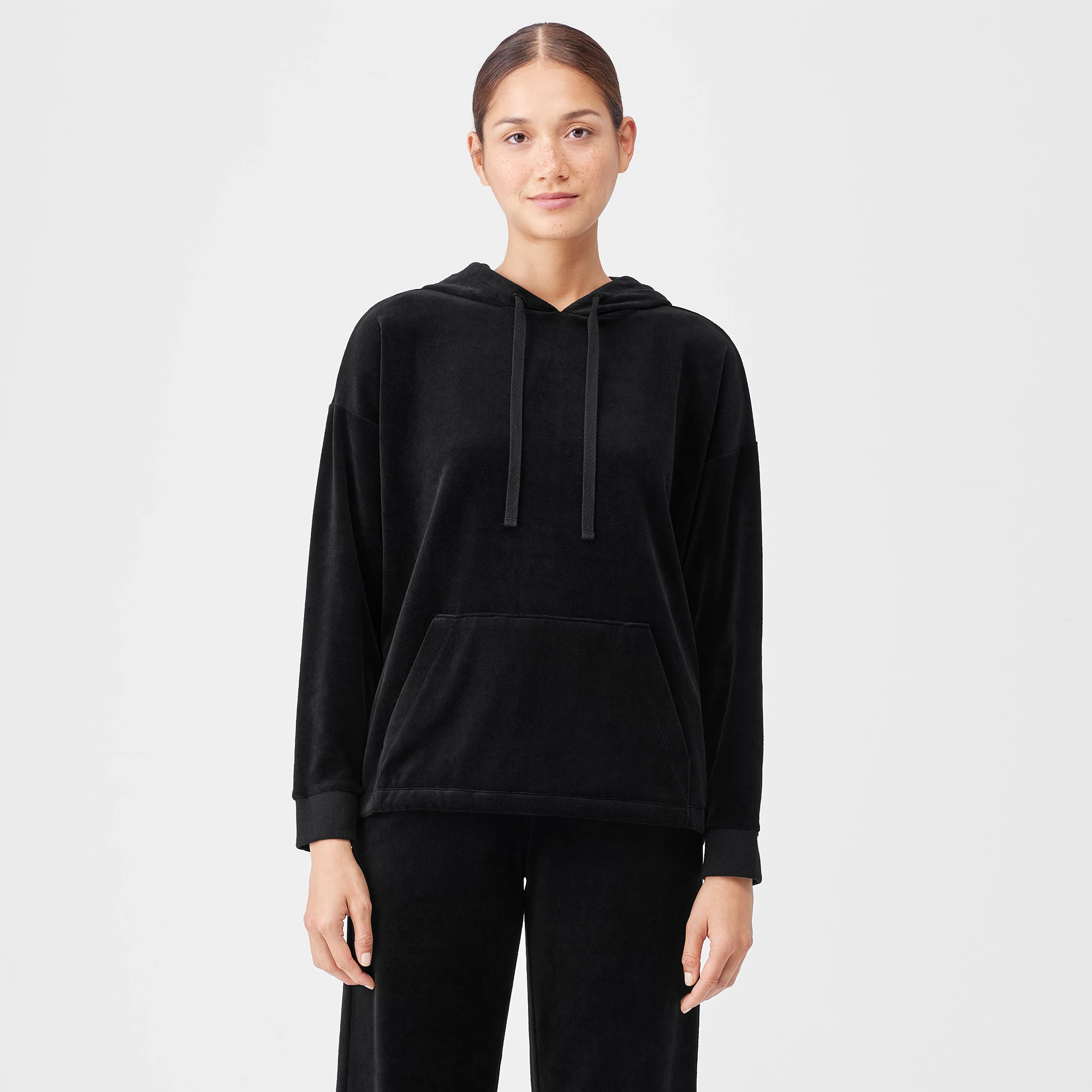 Cotton Velour Hooded Top | EILEEN FISHER