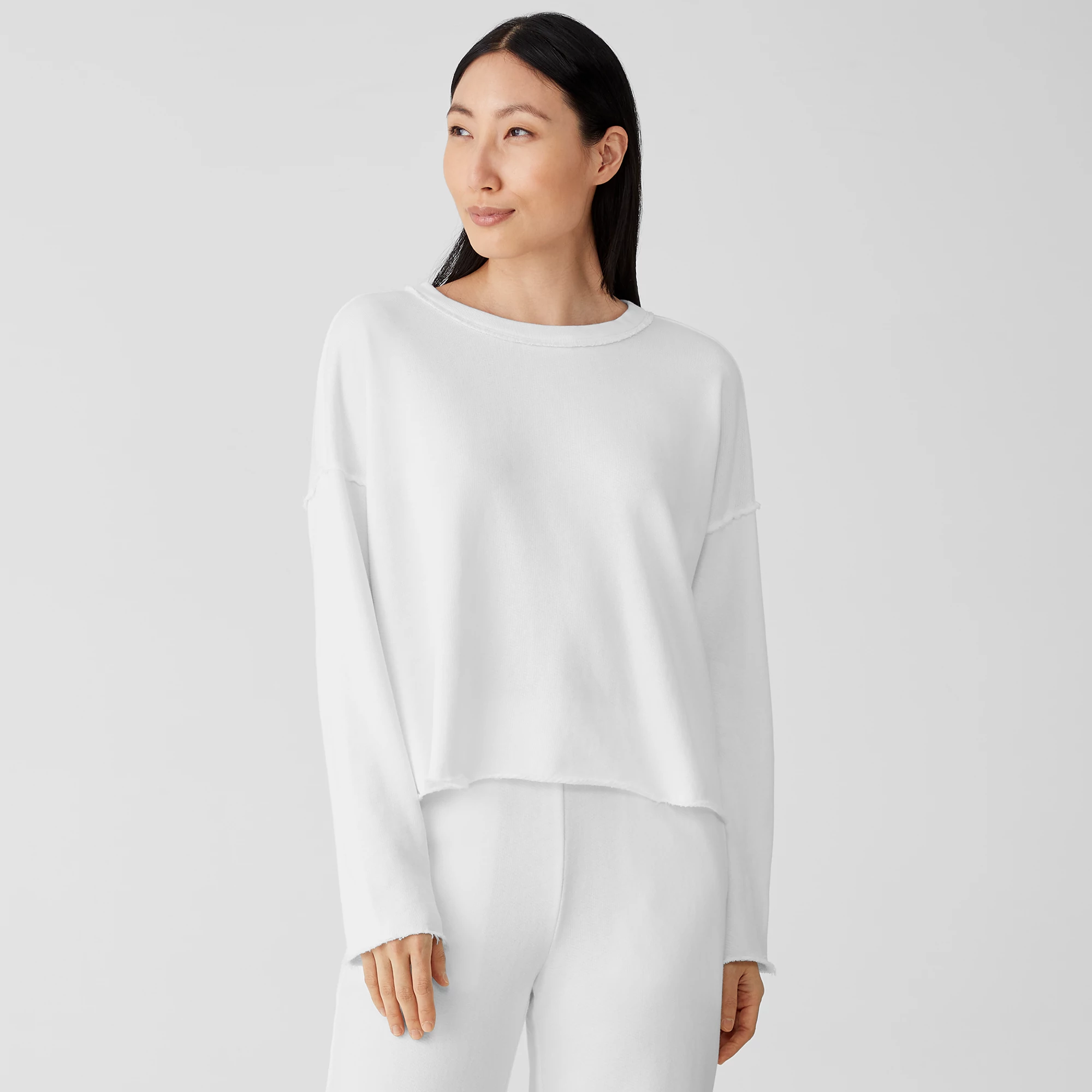Lightweight Organic Cotton Terry Box-Top | EILEEN FISHER