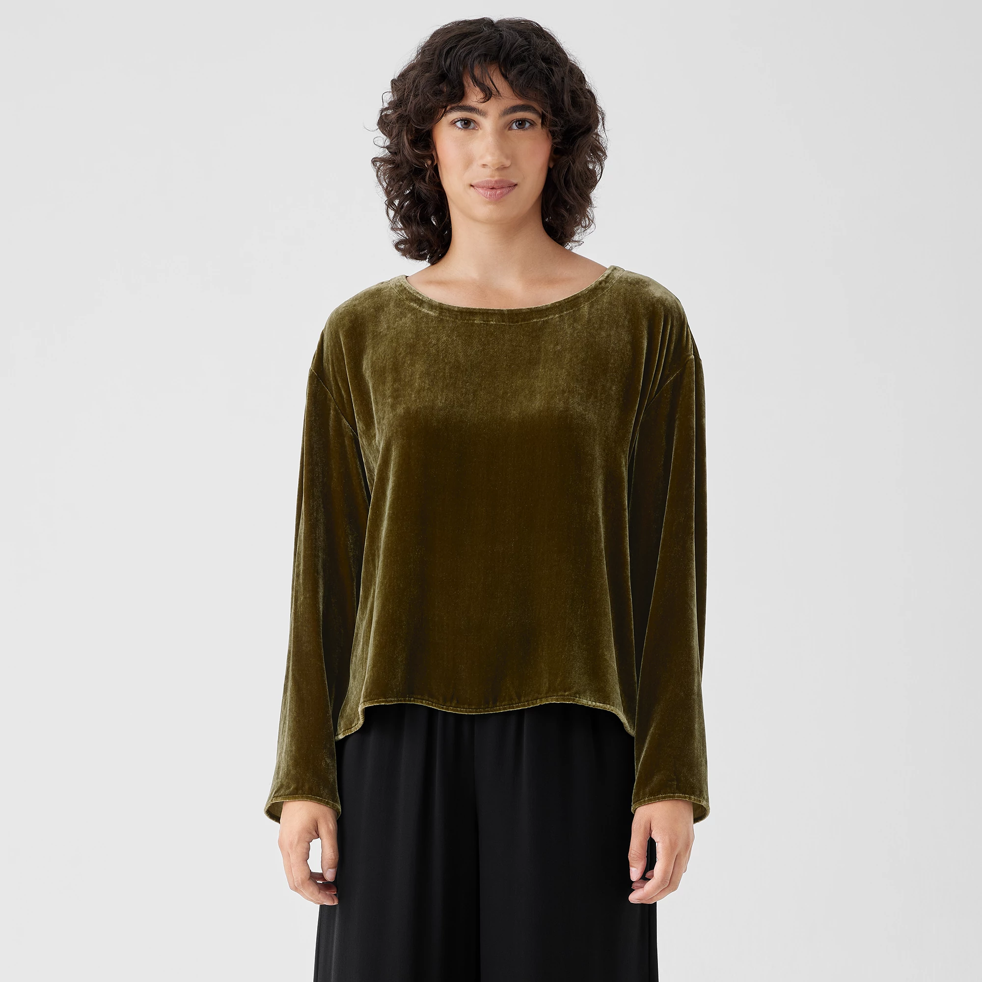 Velvet Ballet Neck Box-Top | EILEEN FISHER