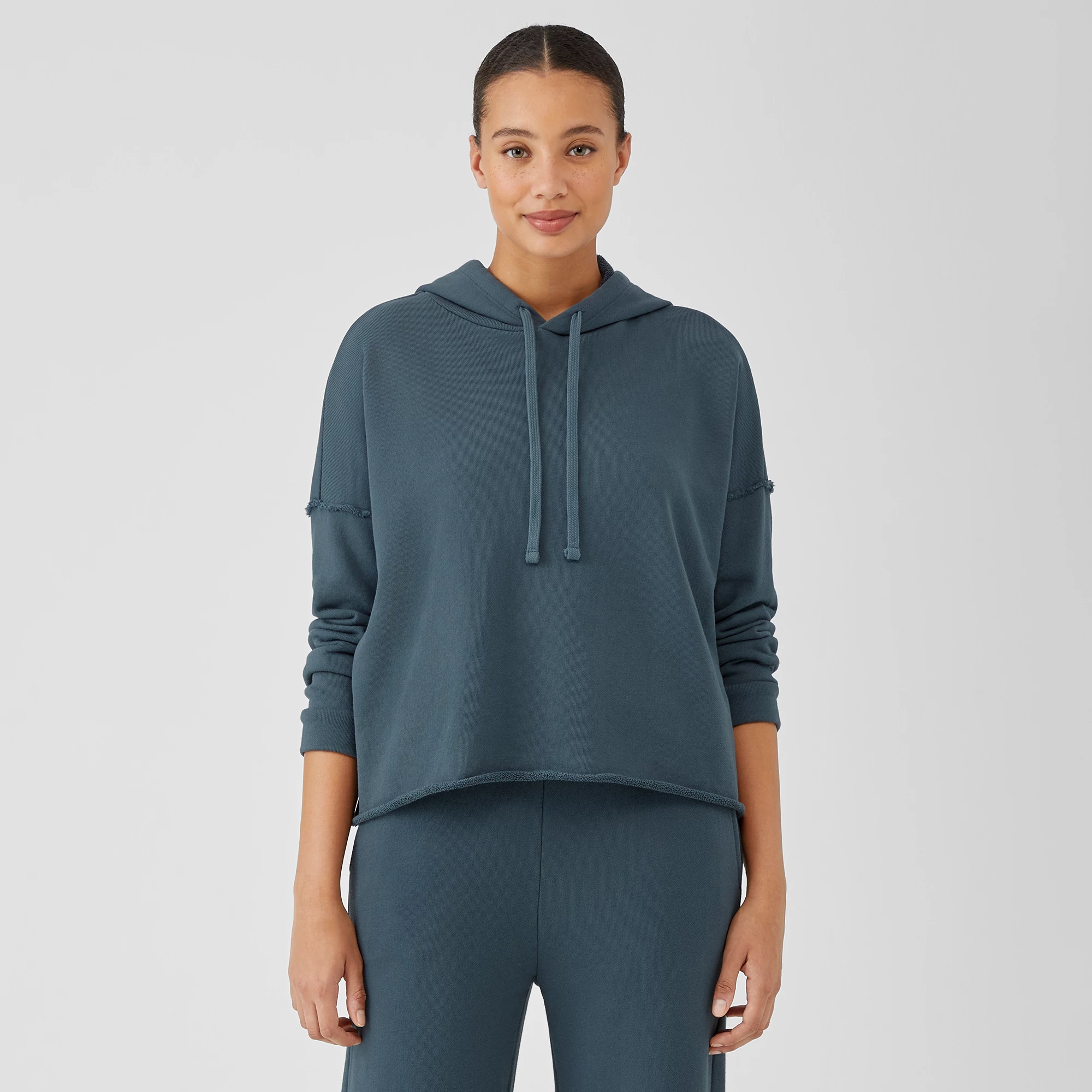 Organic Cotton French Terry Hooded Top | EILEEN FISHER