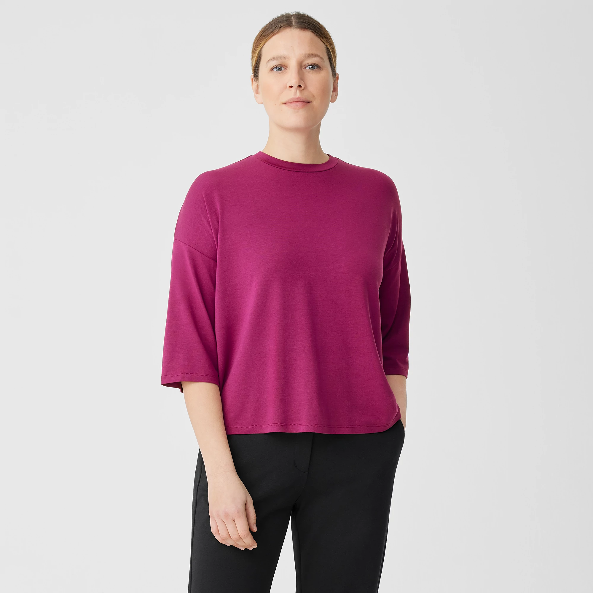 Fine Jersey Column-Sleeve Top | EILEEN FISHER